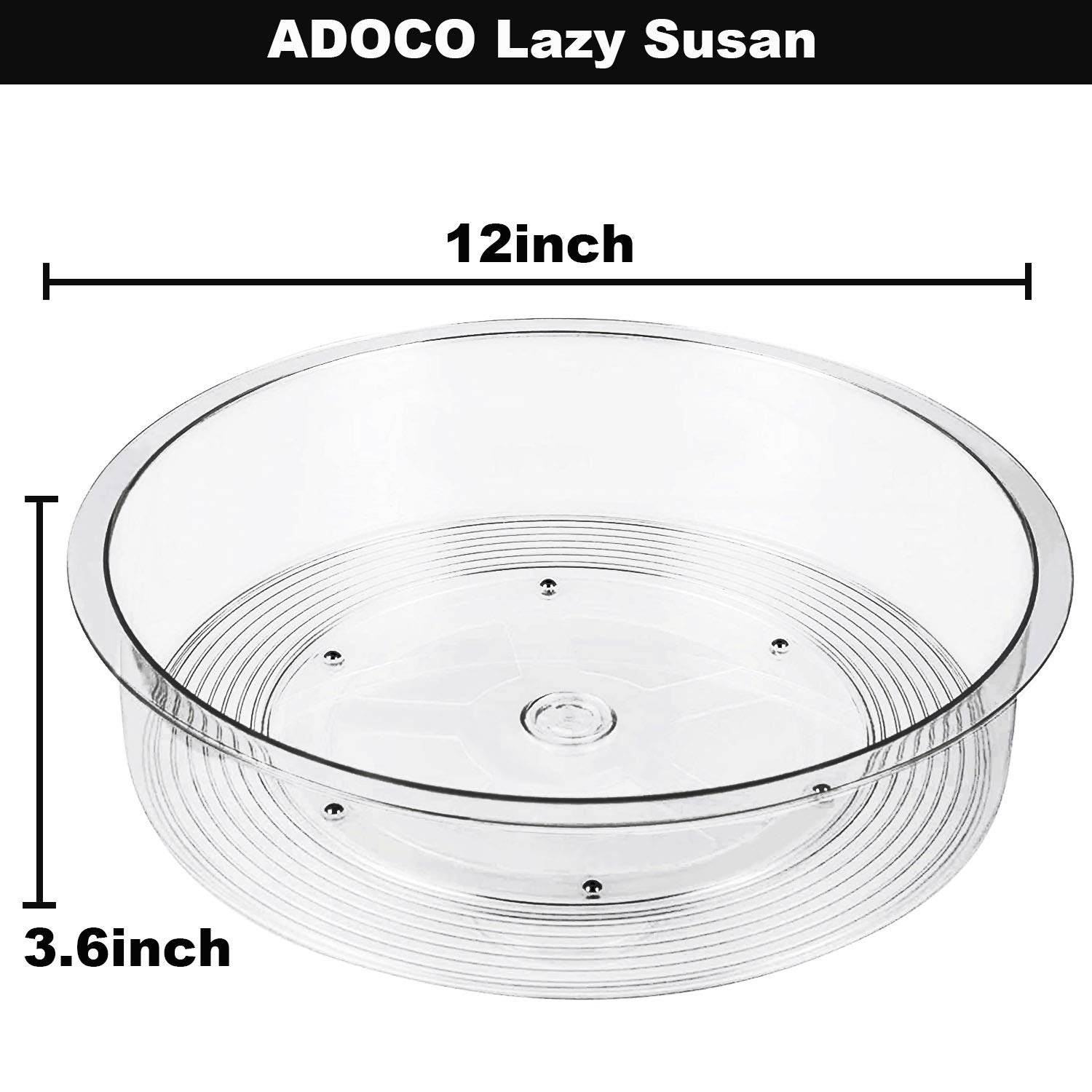 Adoco Lazy Susan Turntable Cabinet Organizer, 12 inch Clear Plastic ...
