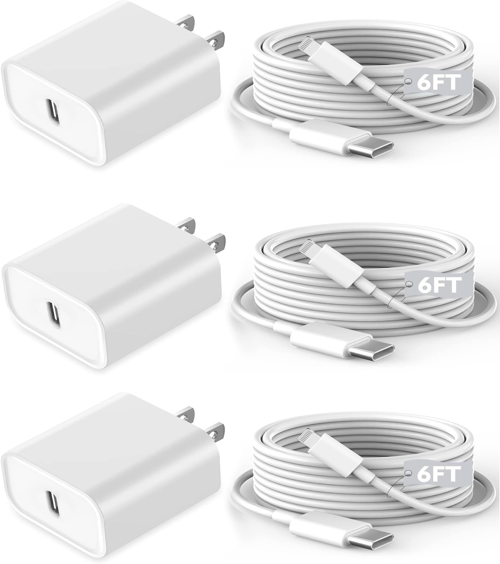 Amazon.com: DreemTeam Long iPhone Charger, [MFi Certified] 3Pack 6FT ...