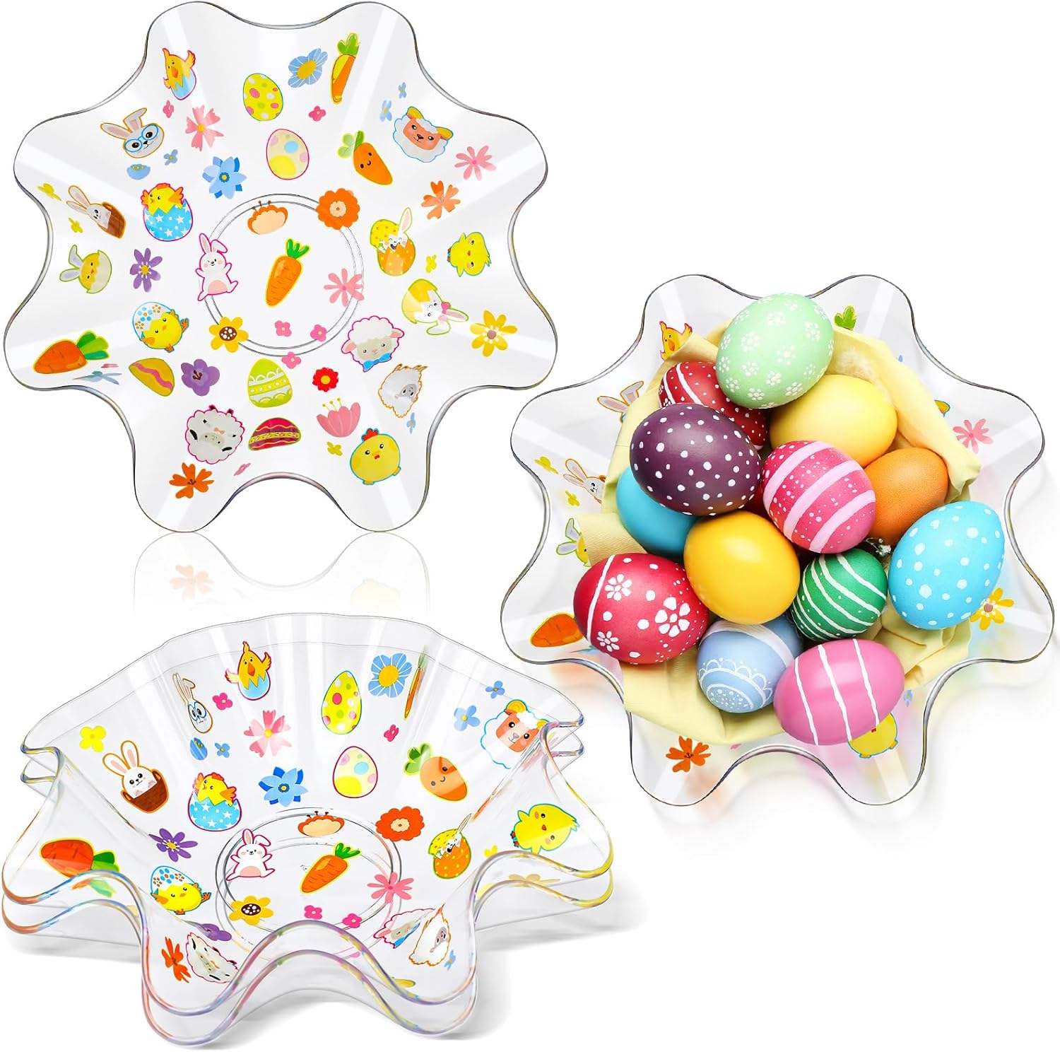 Amazon.com: Tioncy 4 Pcs Easter Bowls Egg Serving Plastic Candy Dish ...