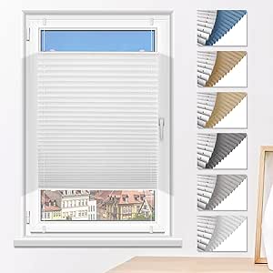Pleated Blackout No Drilling Blackout Pleated Blind Klemmfix White 35 x 80 cm (W x H) Folding ...