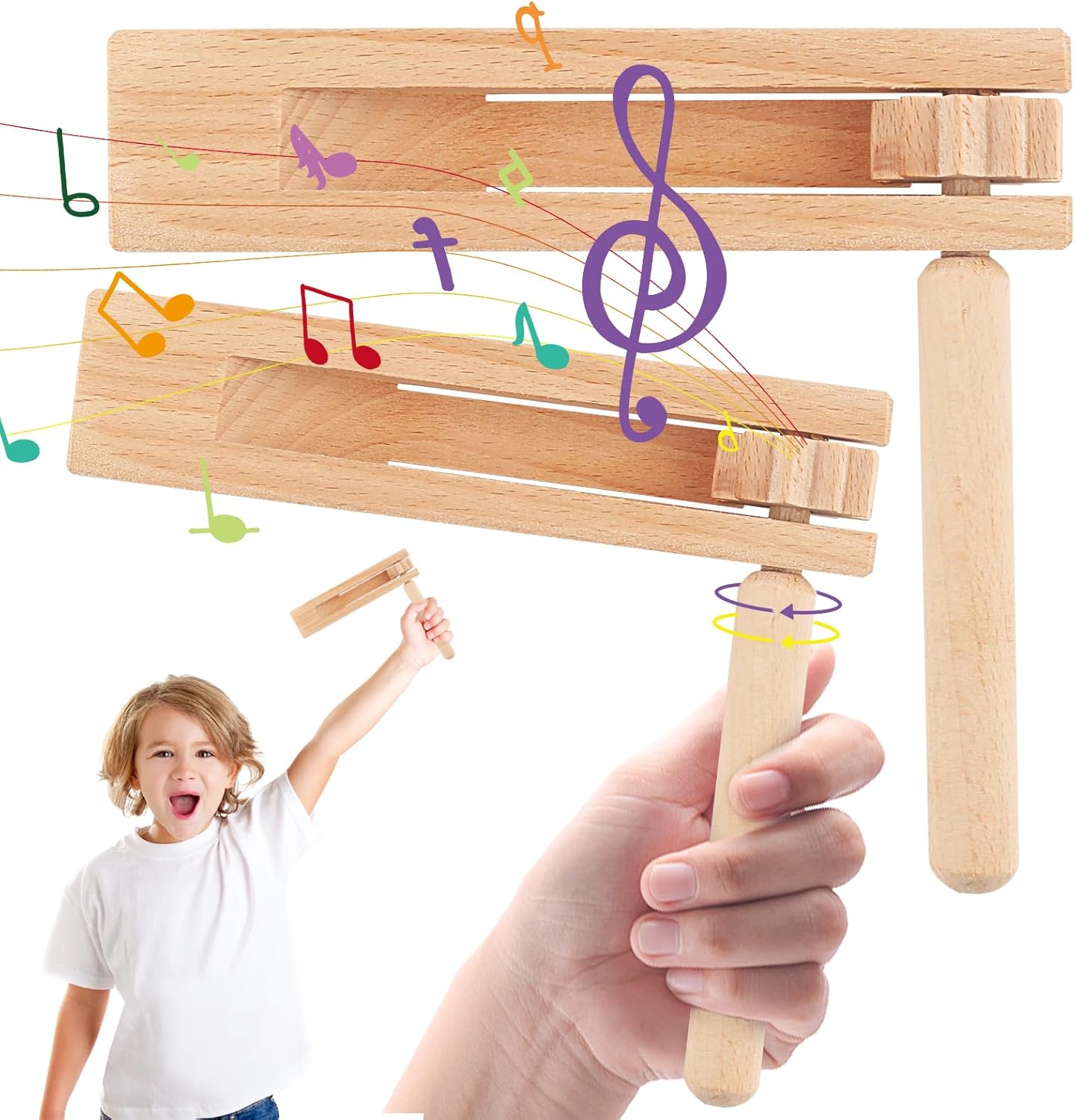 Wooden Ratchet Noise Maker, Pack of 2 Wooden Ratchet Rattle Ratchet for ...