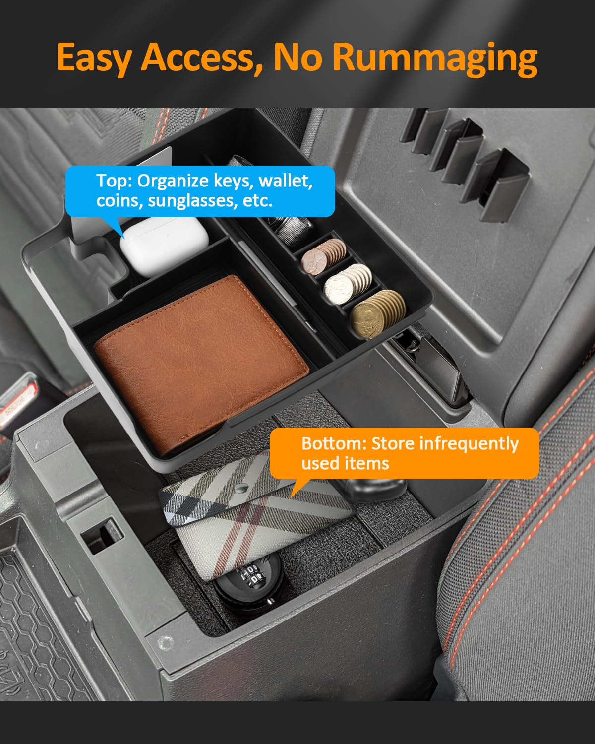 Snapklik.com : 2022-2024 Frontier Center Console Organizer Tray For ...