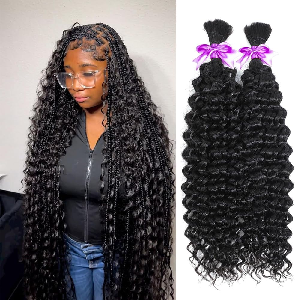 Amazon.com : Human Braiding Hair for Boho Knotless Braids Bulk Curly ...