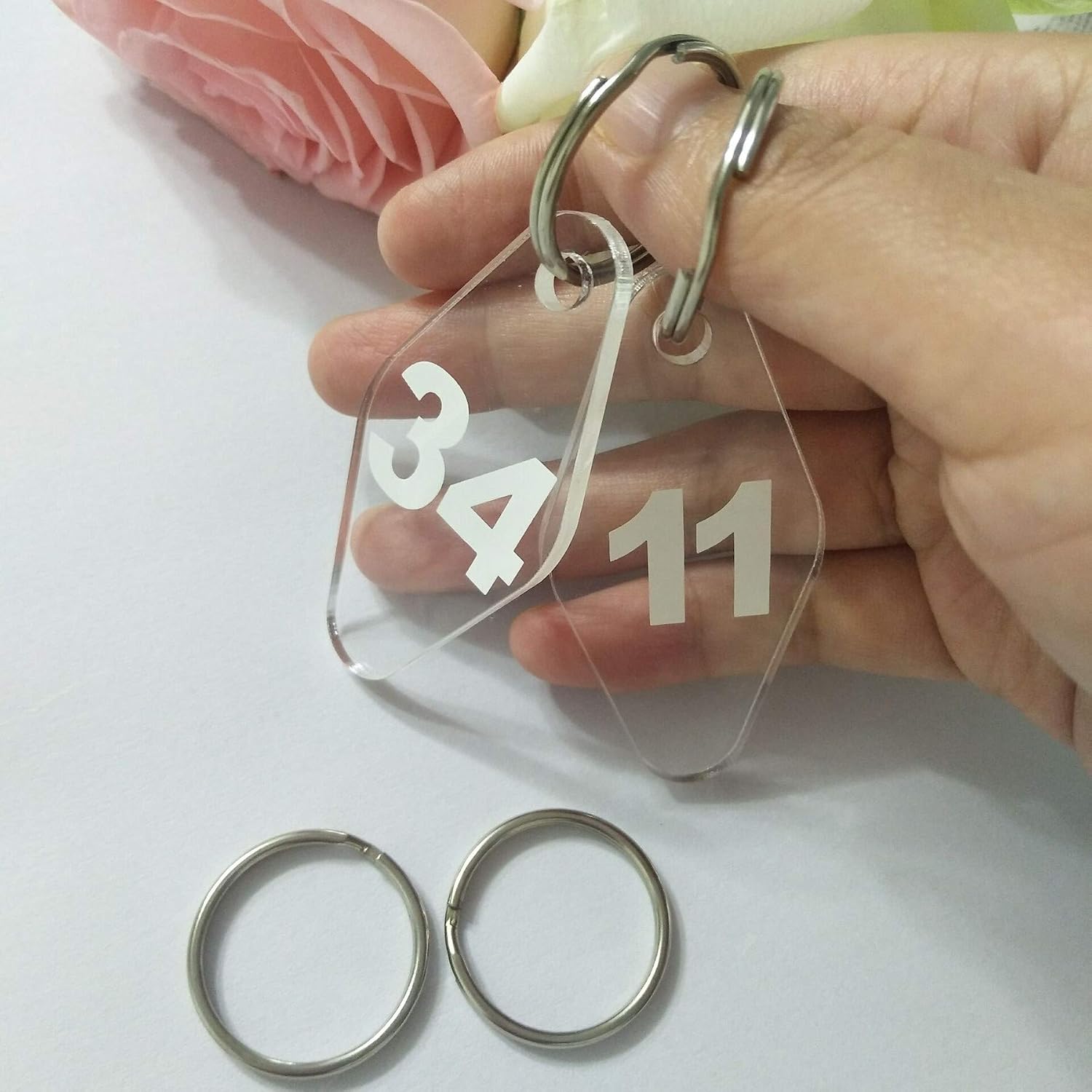 Amazon.com : Acrylic Laser Cut Clear Keychain Numbered Key Fobs ...