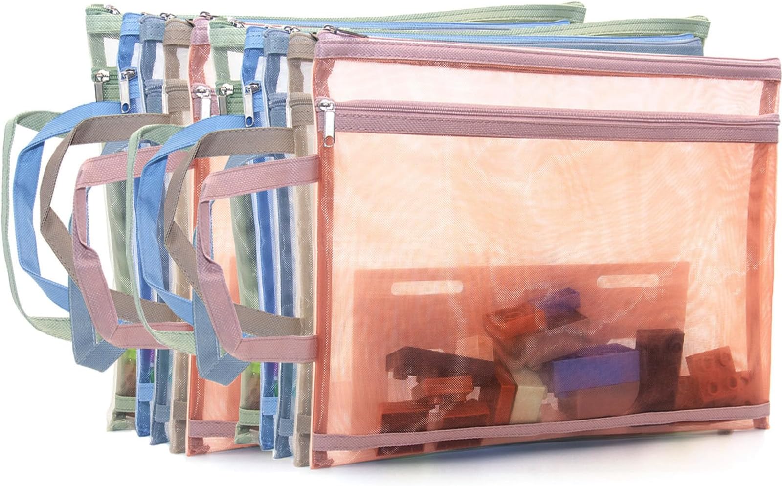 Amazon.com: TrueLux 10 Pack Colored Mesh Zipper Pouch Bags, Double ...