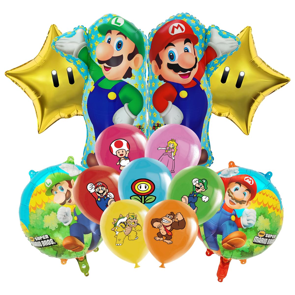 Amazon.com: 27 Pcs Mario Balloon set, 6 Foil Balloons and 21 latex ...