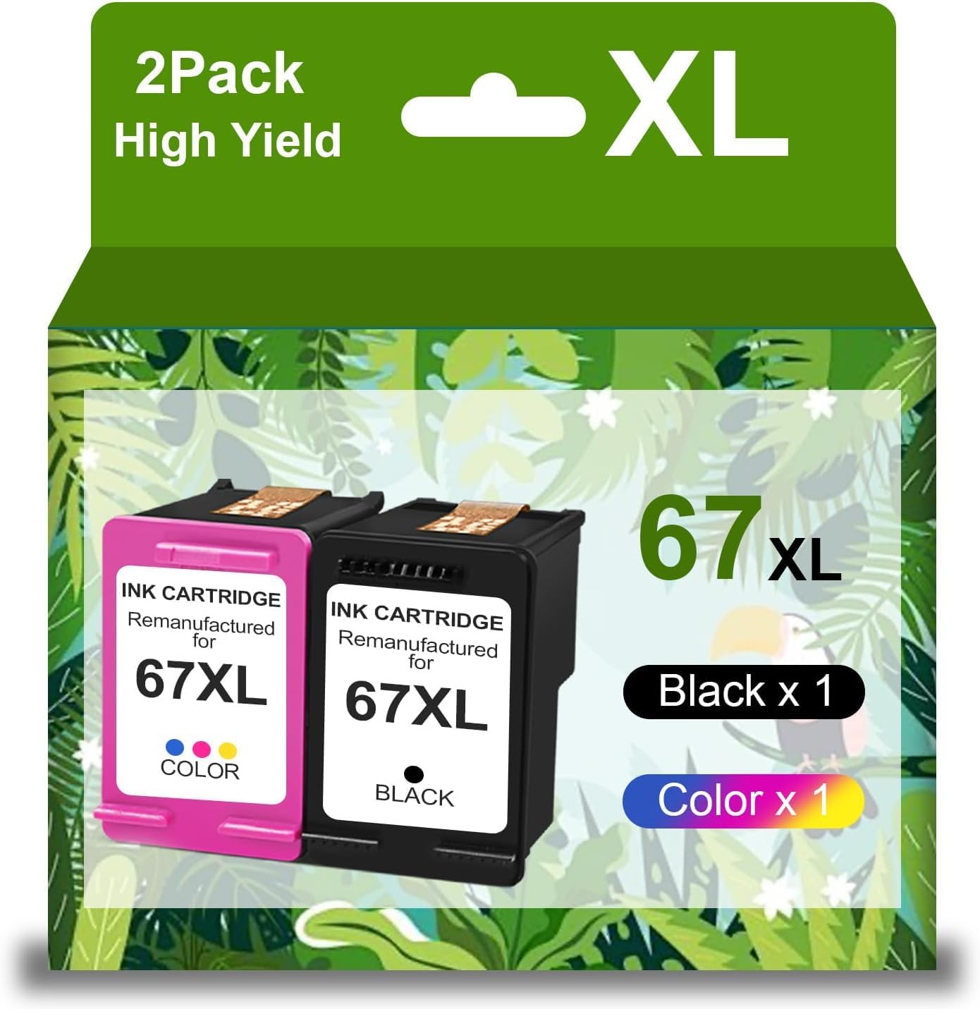 67XL Ink Cartridge Black and Color Combo Pack Replacement for HP Ink 67 ...
