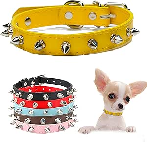 Amazon.com : Spiked Dog Collar Soft Pu Leather Rivet Spike Stud Studded ...