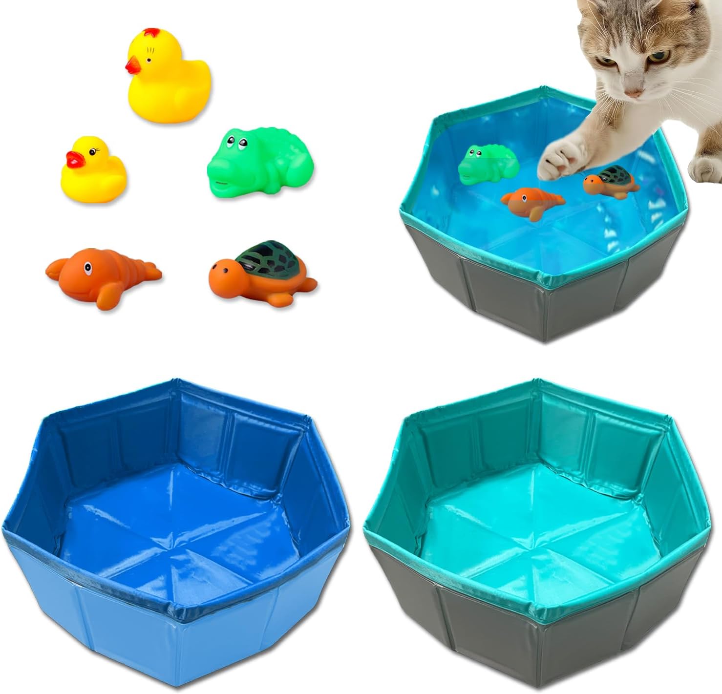 Amazon.com: Cat Pool Toy, Mini Water Cat Toys Foldable Pet Pool Game ...