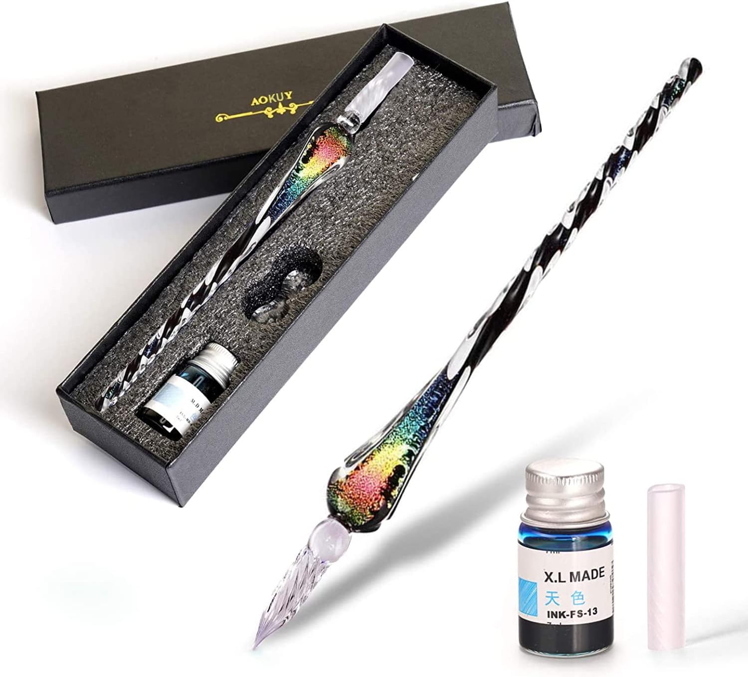 Amazon.com : AOKUY glass ink pen,Glass Dip Pen Set -Calligraphy Pen ...