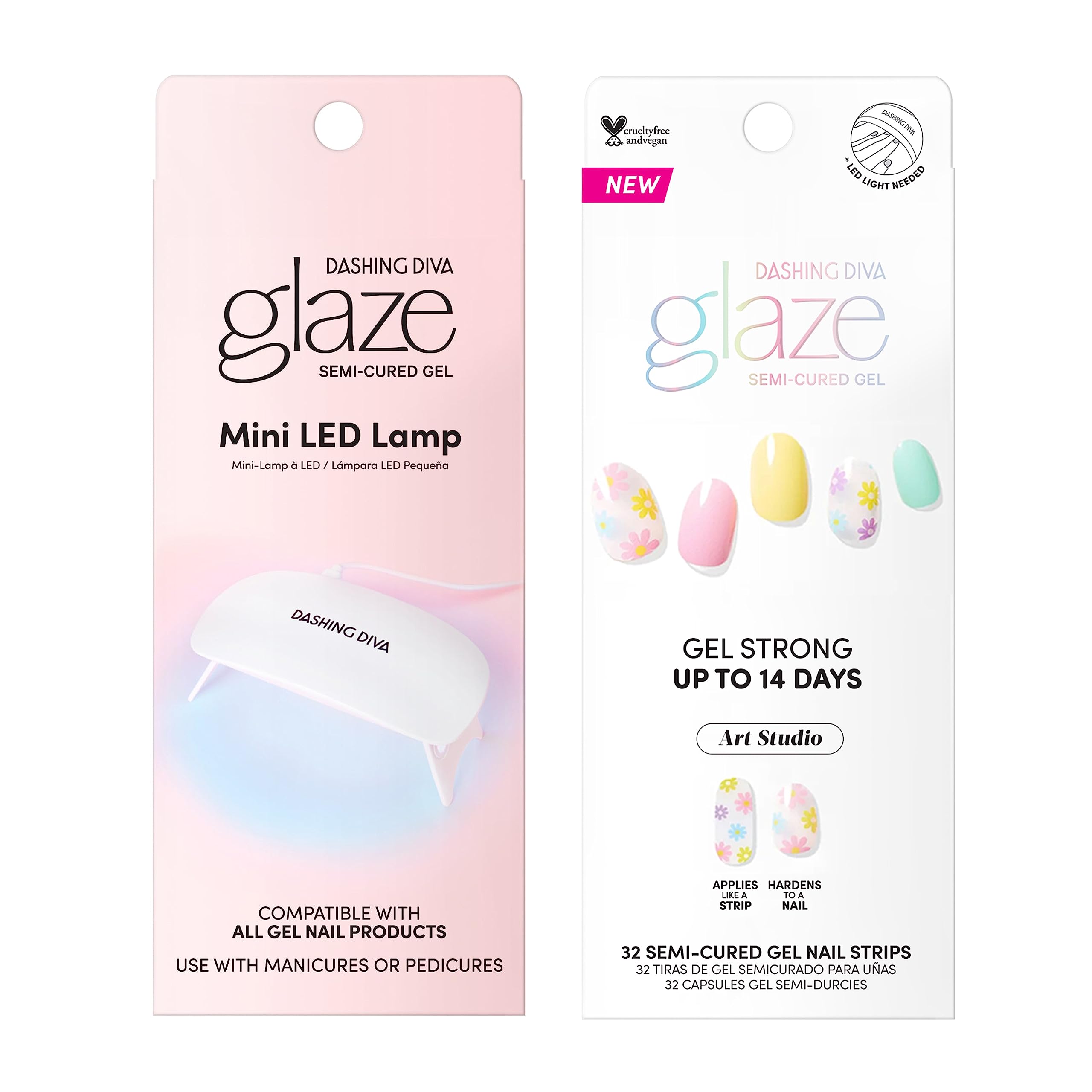 Amazon.com : Dashing Diva Glaze Nail Strips - Daisy Morning & Mini LED ...