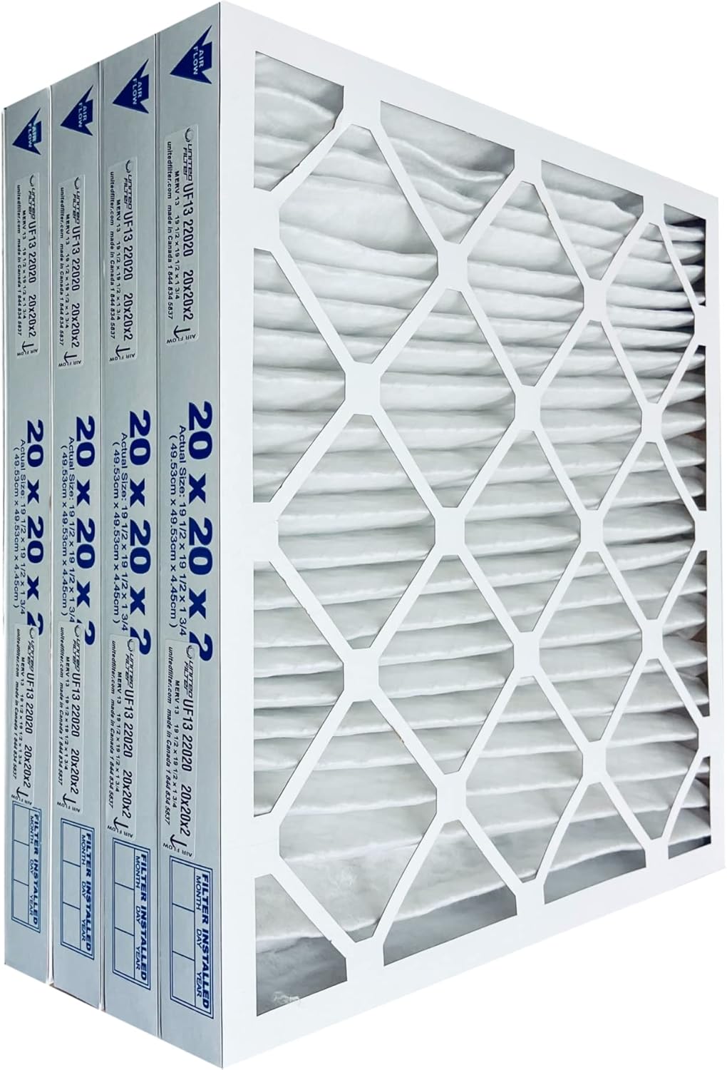 United Filter 20x20x2 MERV 13 Furnace Air Filters (Case of 4)- HVAC ...
