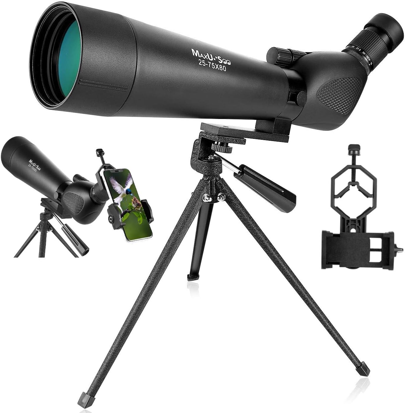 Amazon.com: MaxUSee 25-75x80 Dual Focusing HD Spotting Scope with ...