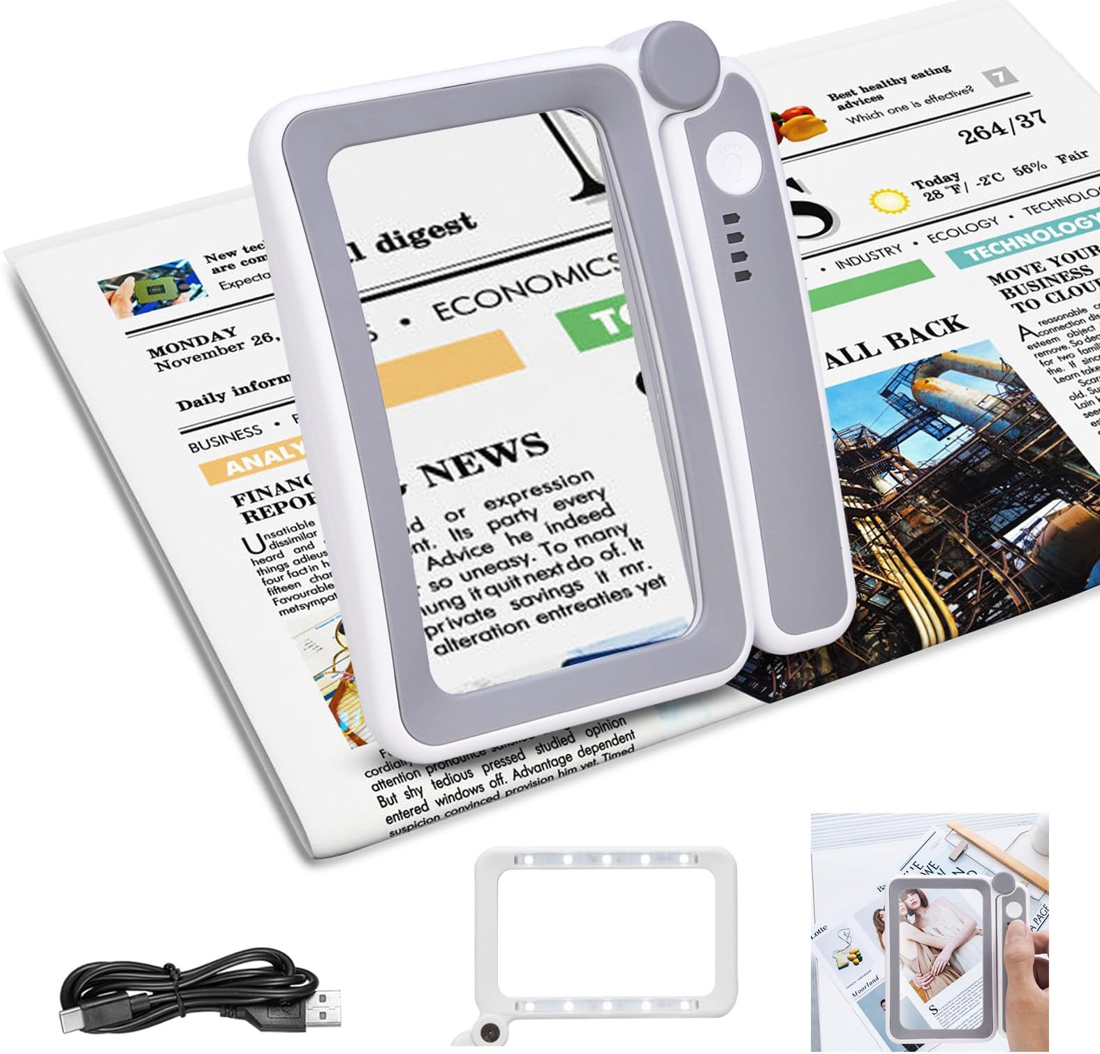 GMK Lupa de Mano con Luz LED Lupa Grande de Mano 30X, 5.12 x 3.35 ...