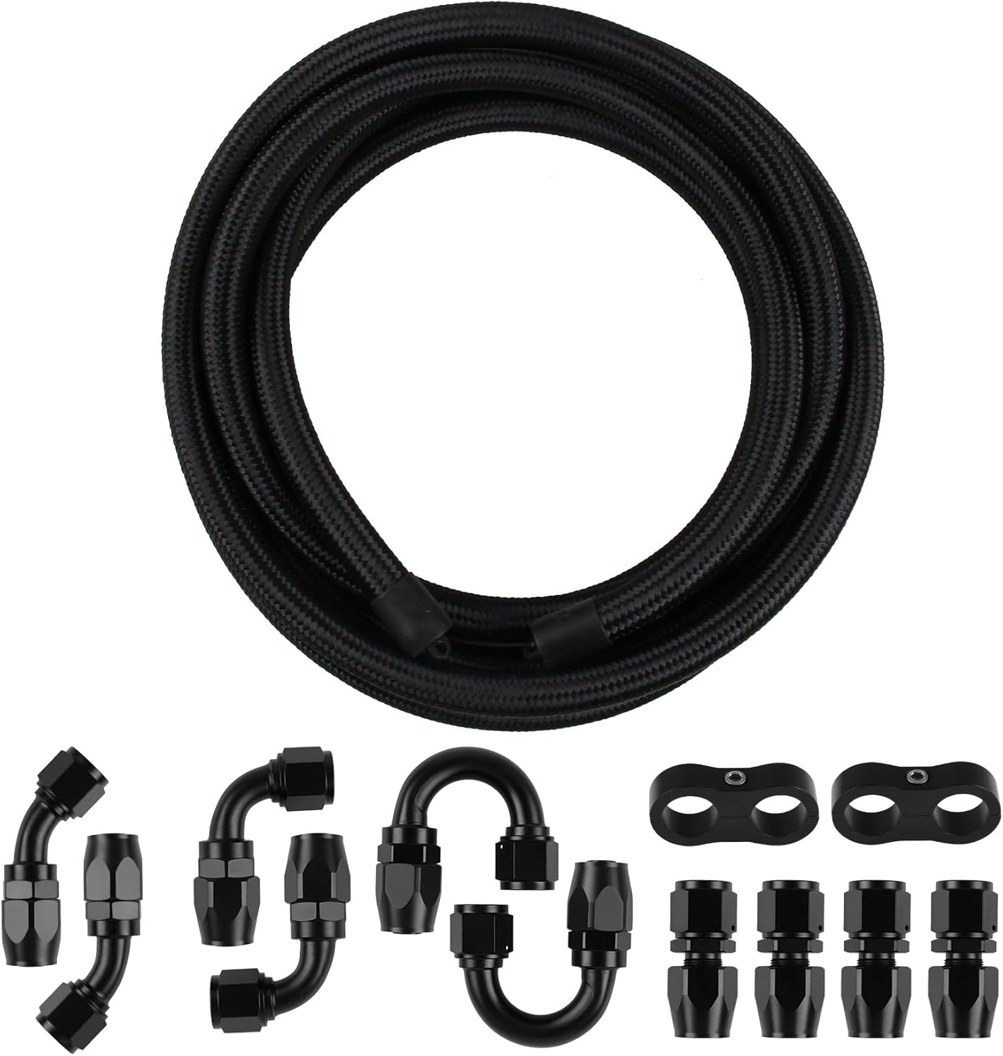 Amazon.com: 1/2" 8AN Fuel Line Kit, 8AN Nylon Braided Fuel Line Hose ...