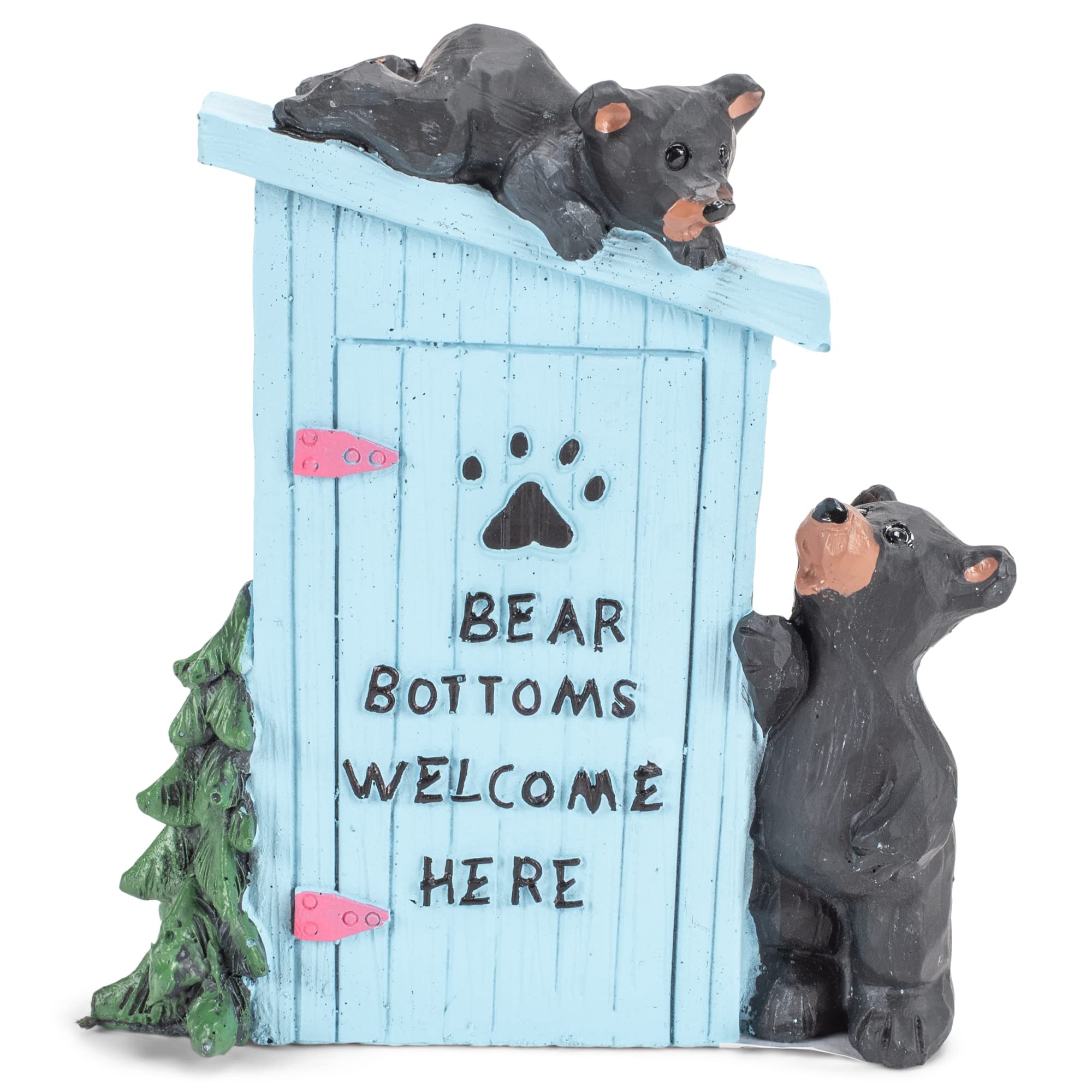 Amazon.com: Bears On Outhouse Bottoms Welcome Here Natural Black 6 x 5 ...