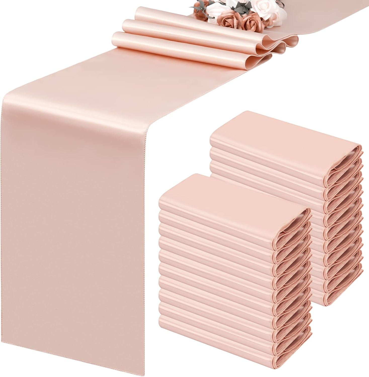 Amazon.com: fani 20 Packs Rose Gold Satin Table Runners 12 x 108 inch ...