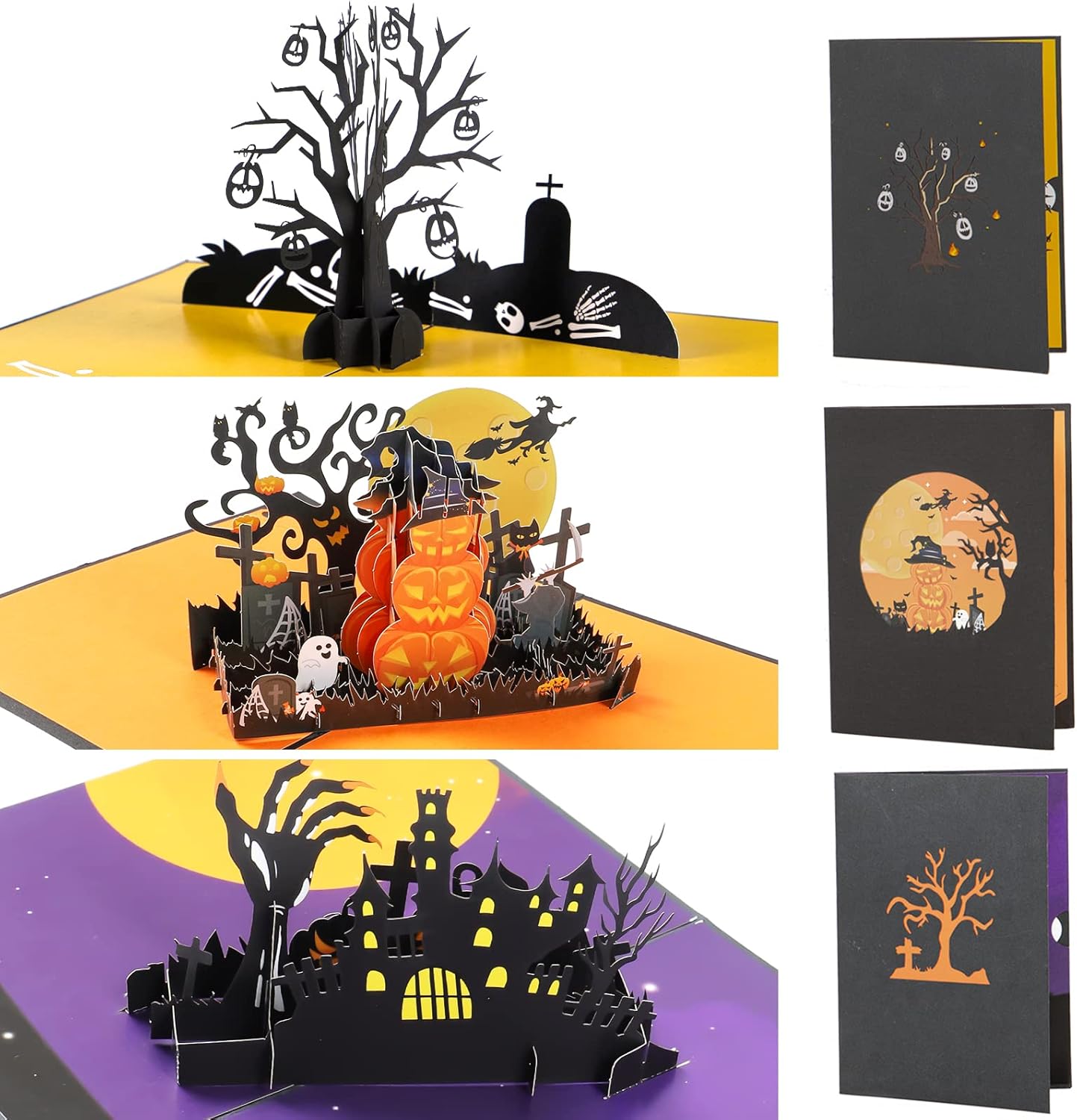 Amazon.com : YLOLUL 3 Pieces Halloween Pop Up Card 3d Halloween ...