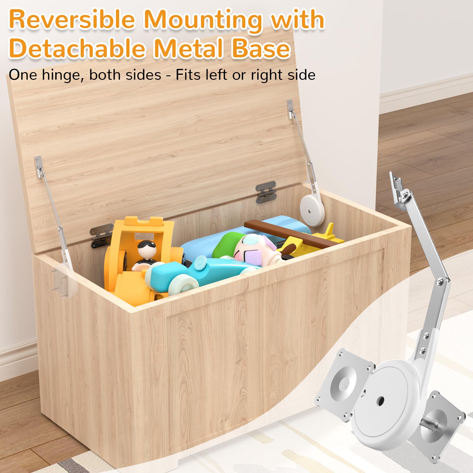 Snapklik.com : 2 Pack Soft Close Toy Box Hinges, Heavy Duty Lid Support ...