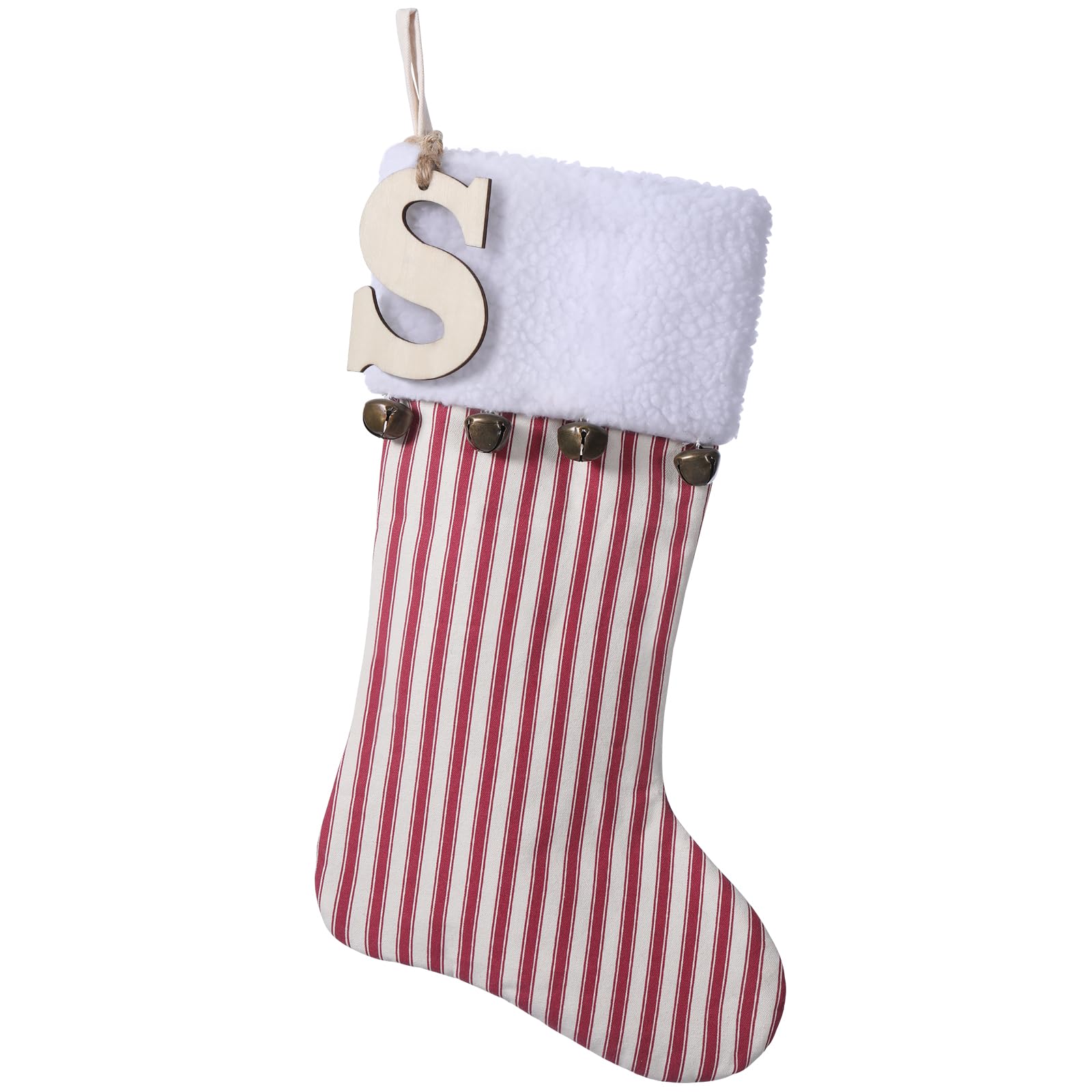 Amazon.com: JKSVE 19.5 inch Red Vertical Stripe Christmas Stocking w ...