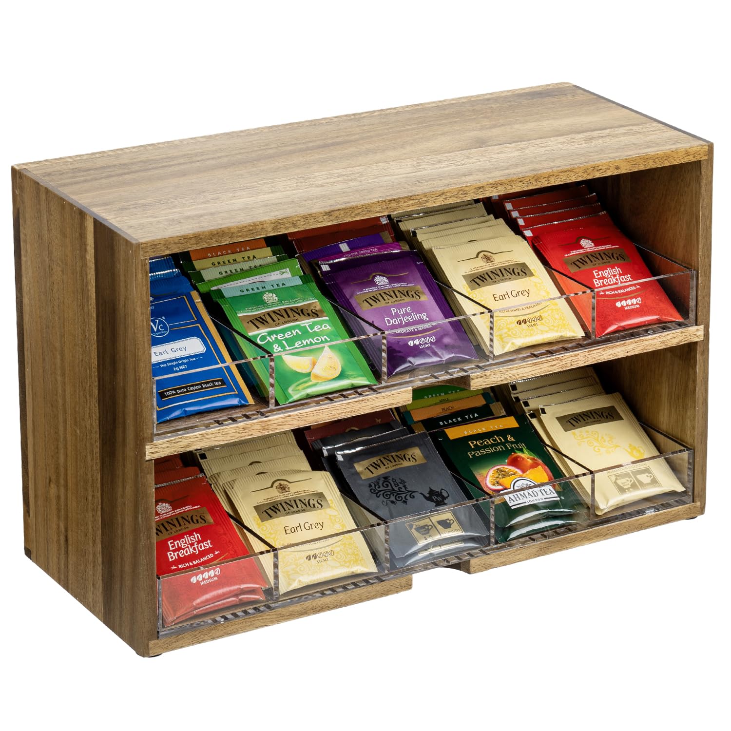 Amazon.com: MyGift 2 Tier Acacia Solid Wood Teabag Storage Cabinet with ...