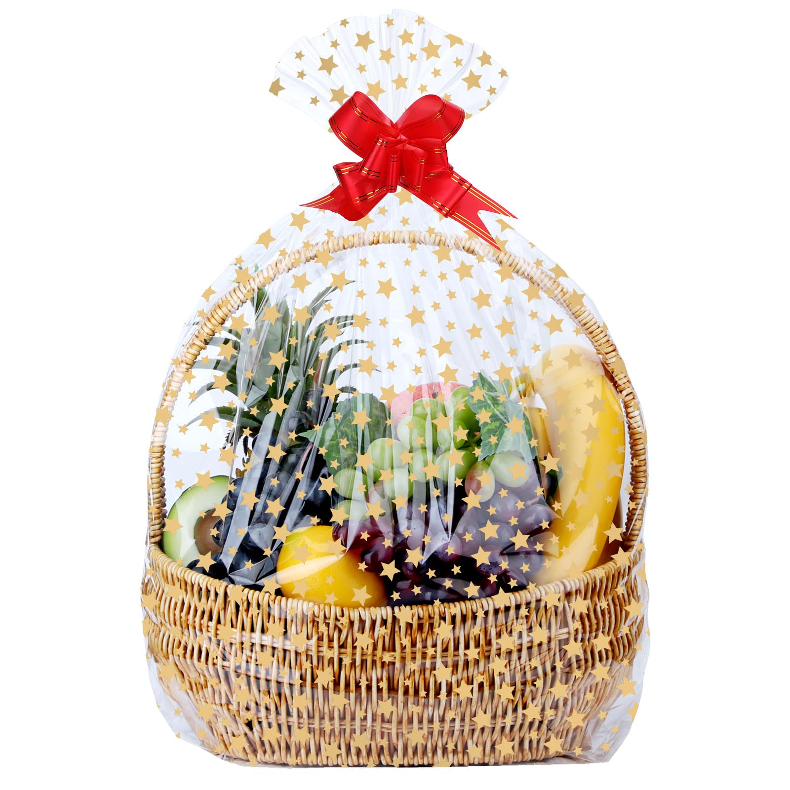 Amazon.com: ZIMCEMS 12Pcs 20X30 inch Gold Star Printed Clear Cellophane ...