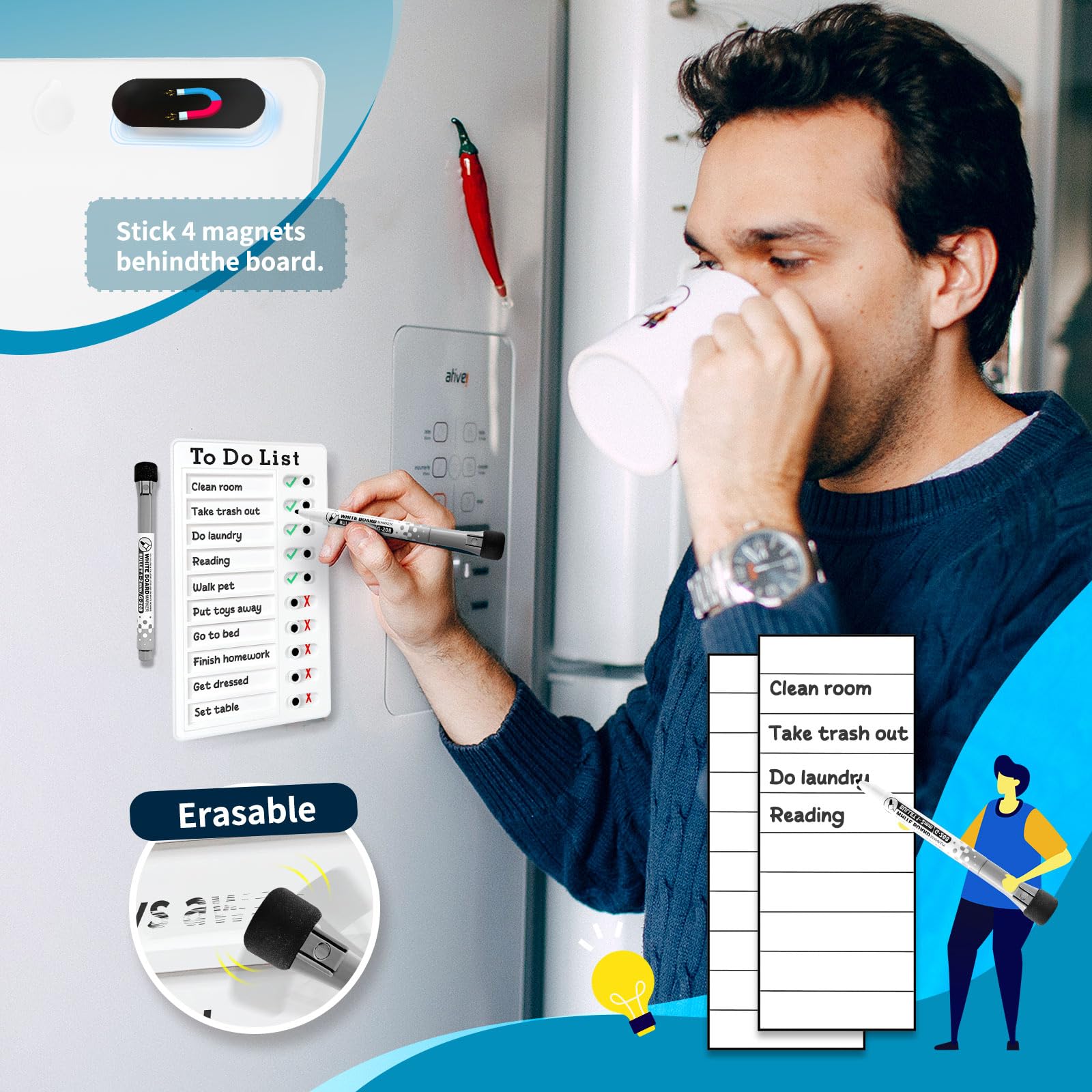 Snapklik.com : 2 Pcs Chore Chart For Kids Multiple Kids - Dry Erase To ...