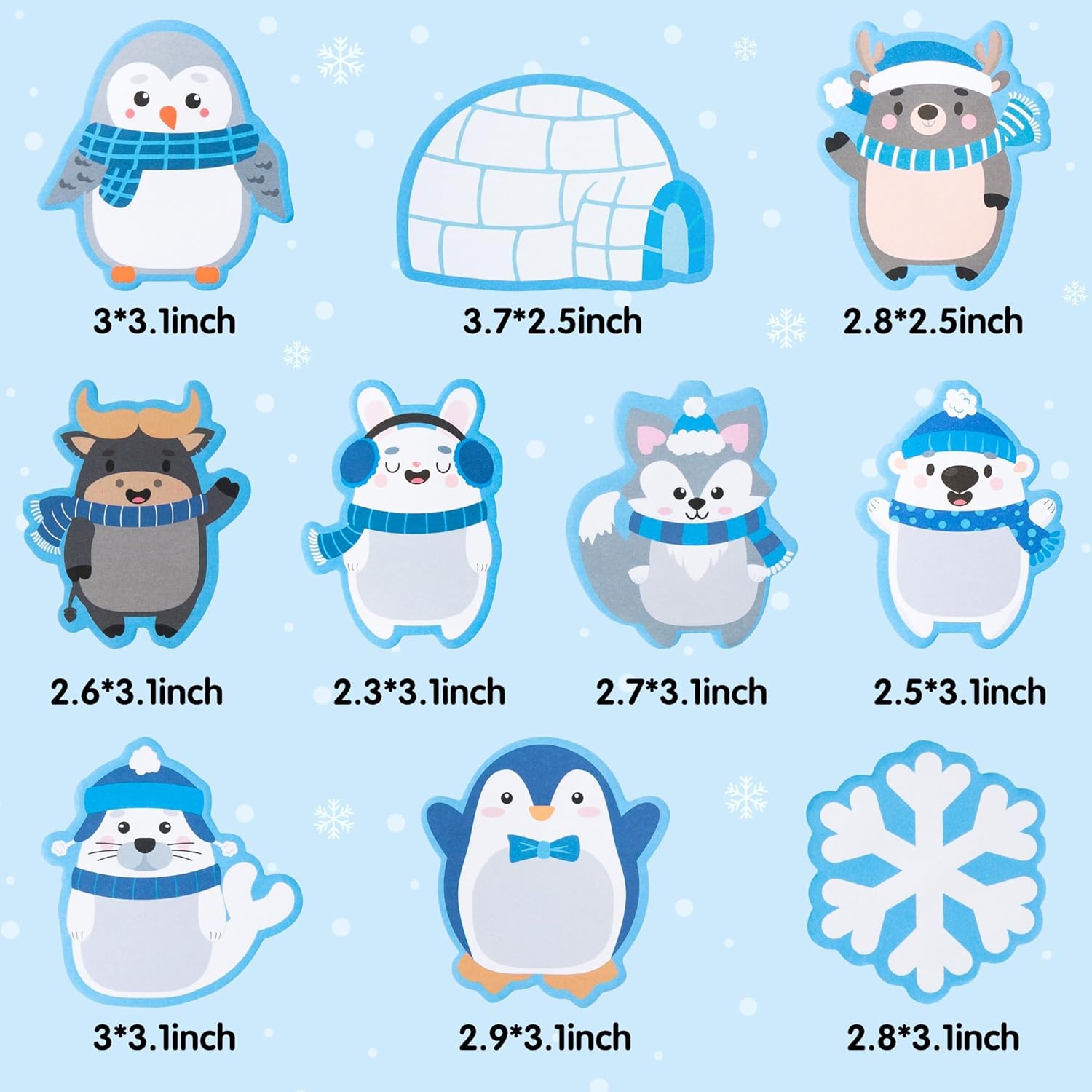 ANGOLIO 30 notas adhesivas de animales polares de invierno, notas ...