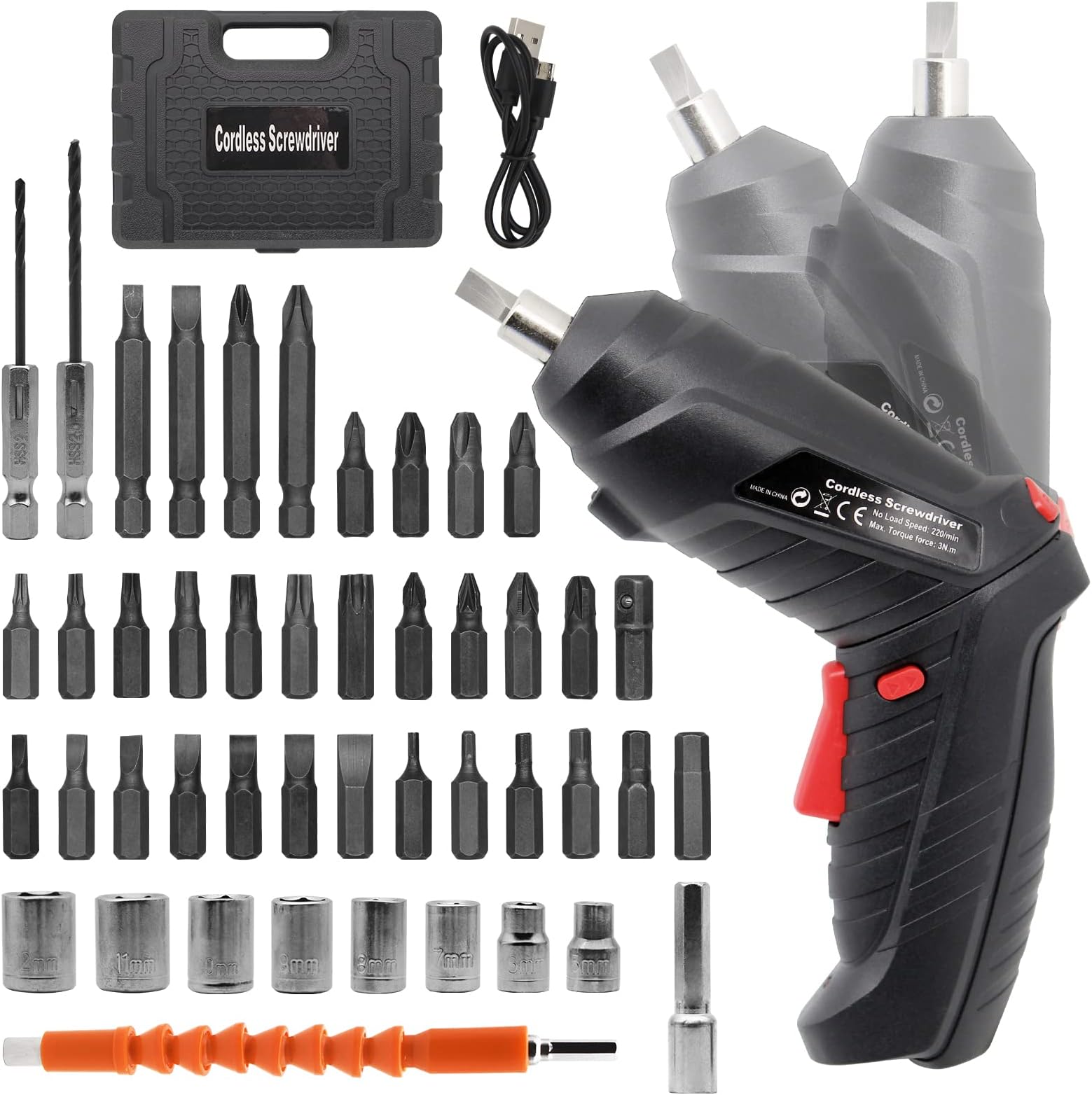 Electric Drill Screwdriver, 47 in 1 Portable Cordless Screwdriver Set ...