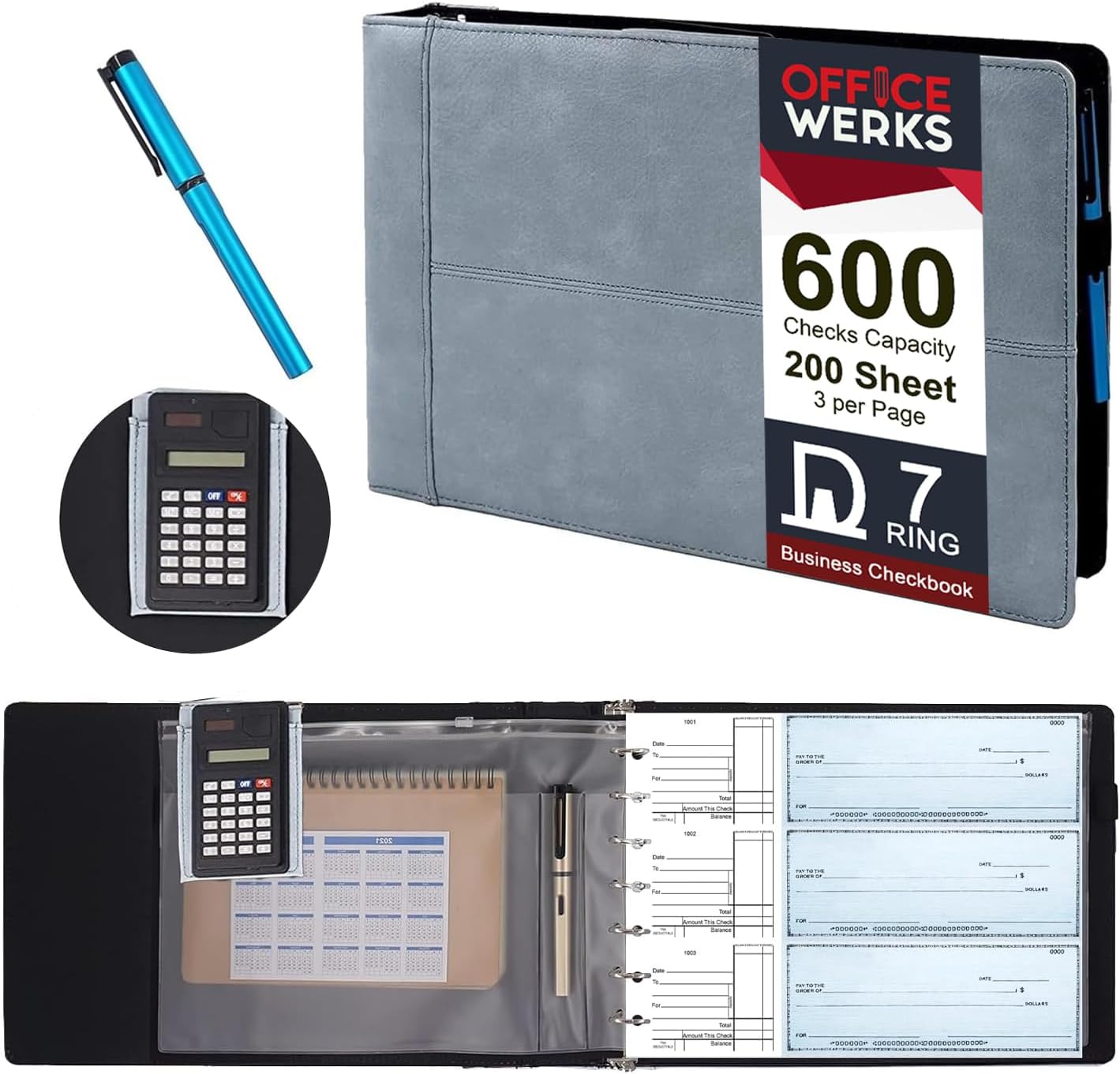 Amazon.com : Business Check 7 Ring Checkbook Binder, PU Leather ...