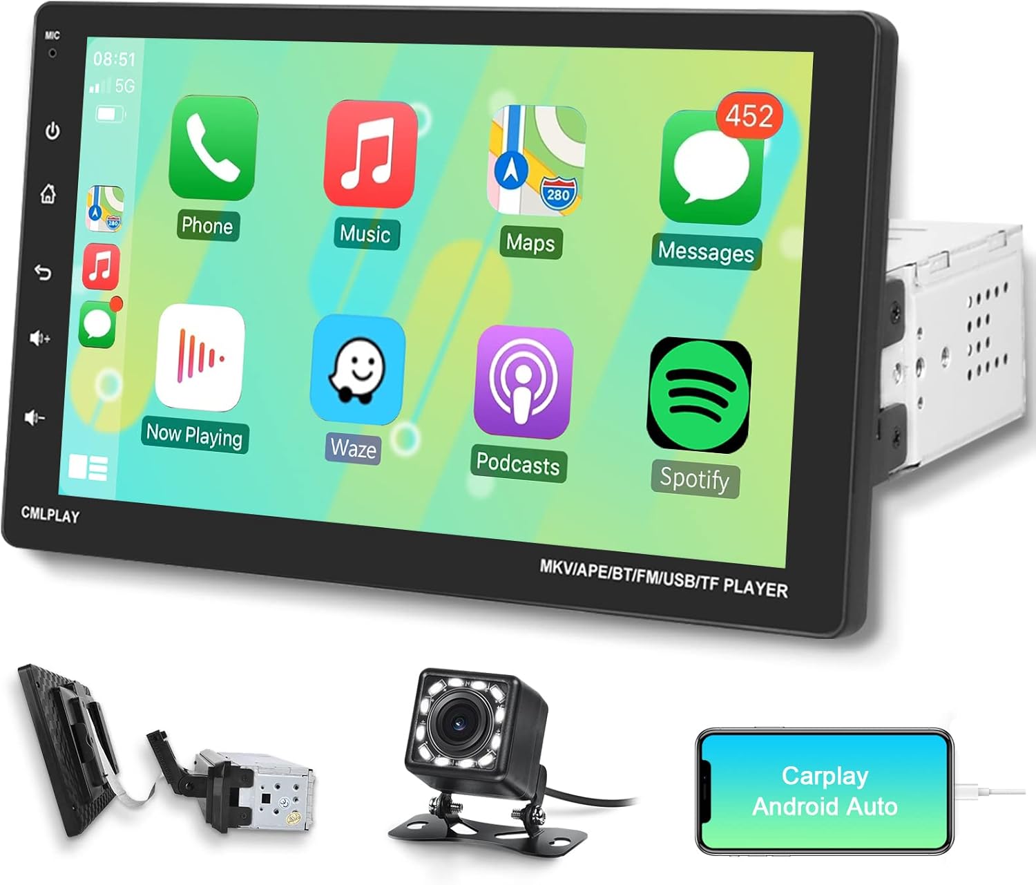 Amazon.com: Single Din Car Stereo Apple Carplay, Rimoody 9 Inch Touch ...