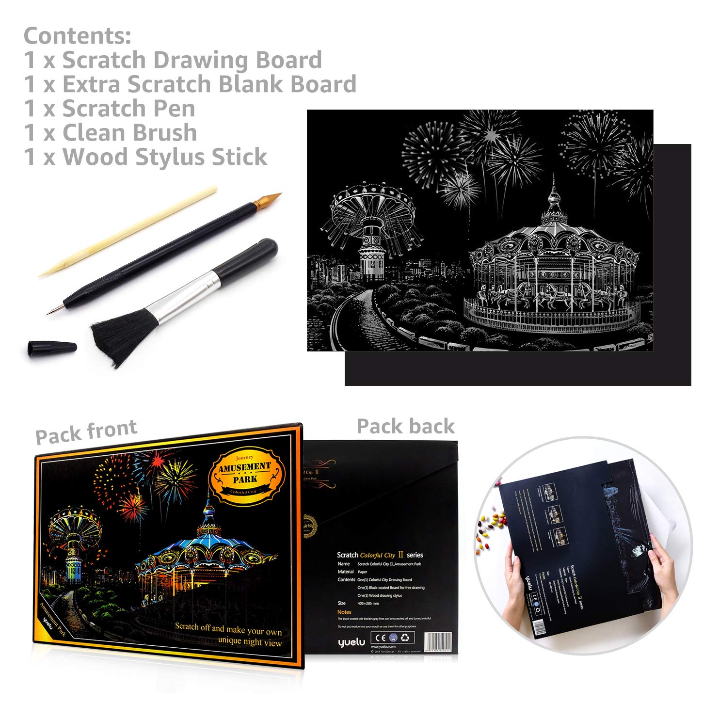 Scratch Art With Designs MIAASTAR Rainbow Scratch Art Kit - 16"x11.2 ...