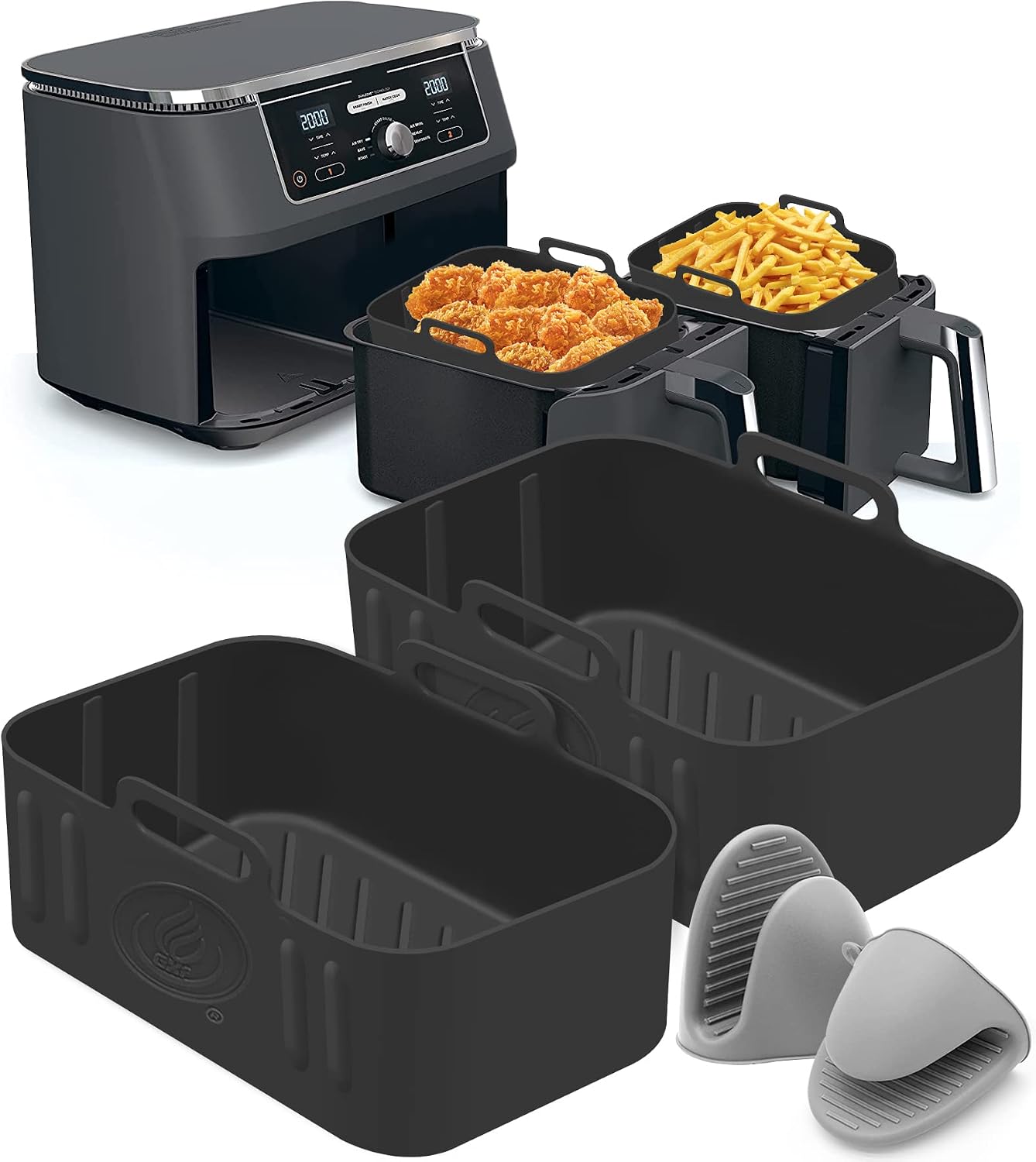 Amazon.com: 2 Pack Air Fryer Silicone Pots, Reusable Rectangle Food ...