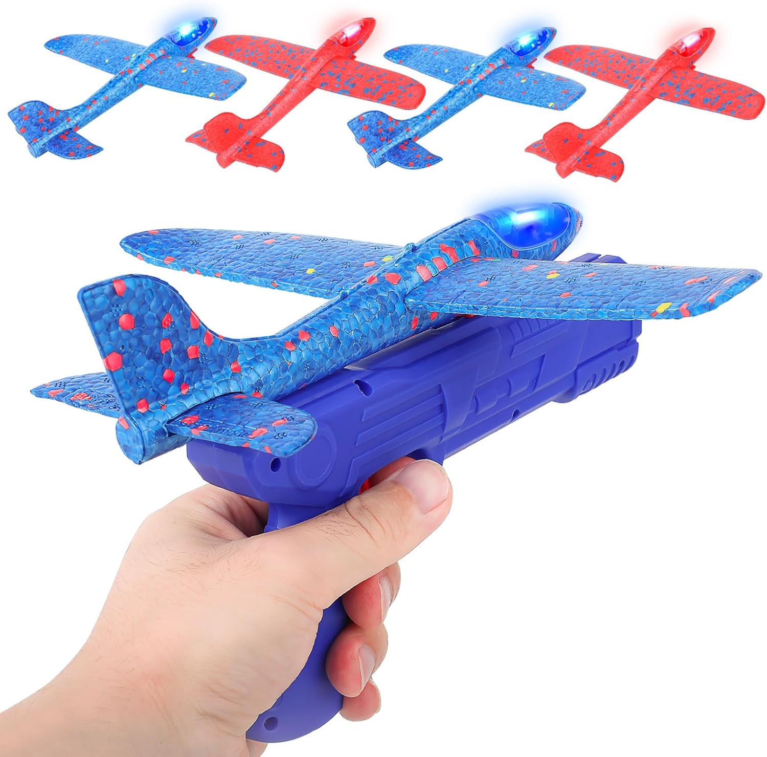 JOYGOGO Airplane Launcher Toy, 4 Pack LED Foam Throwing Glider Plane ...