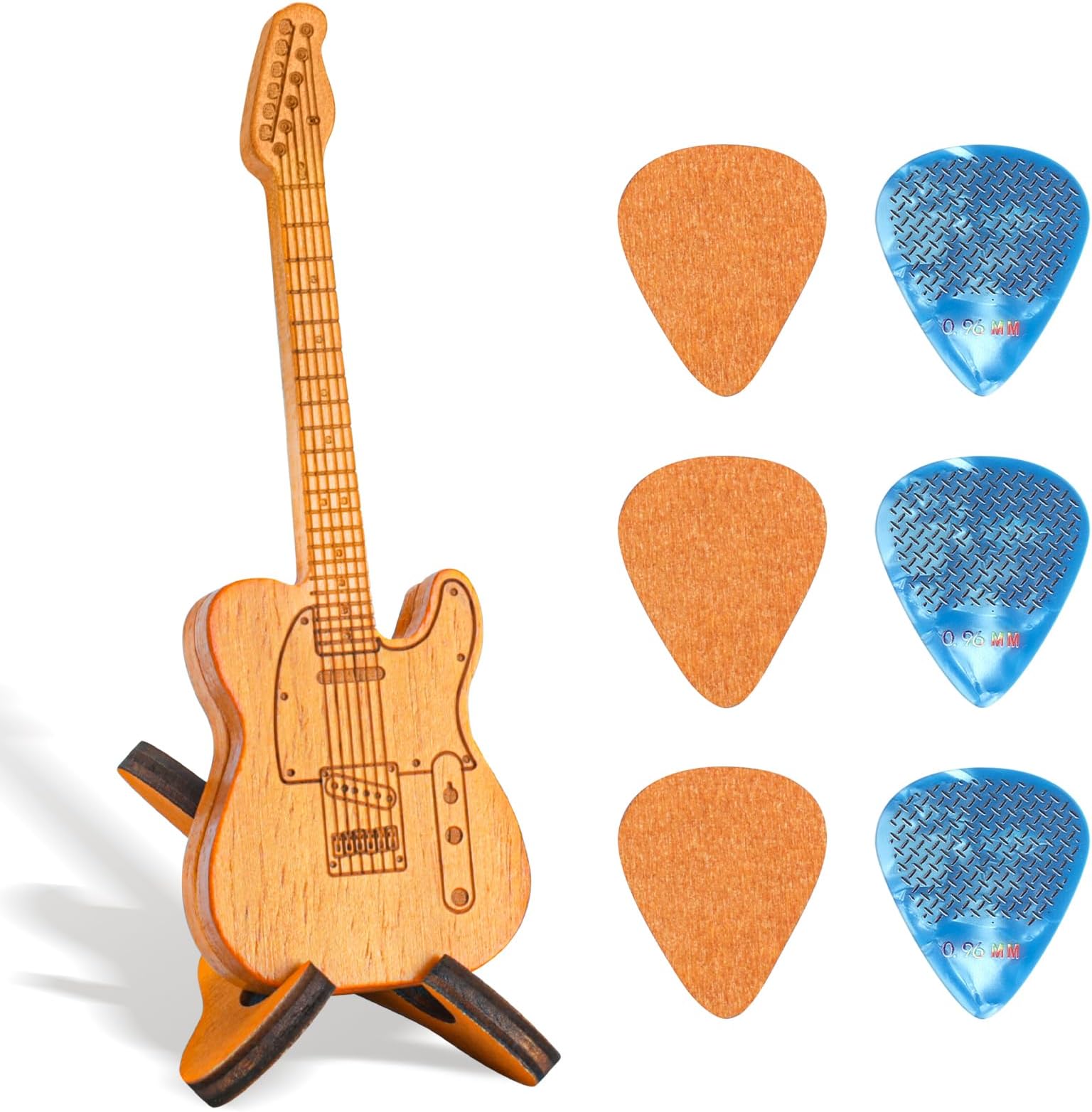 Amazon.com: Guitar Pick Box with Stand - 3 Wooden Guitar Picks for ...