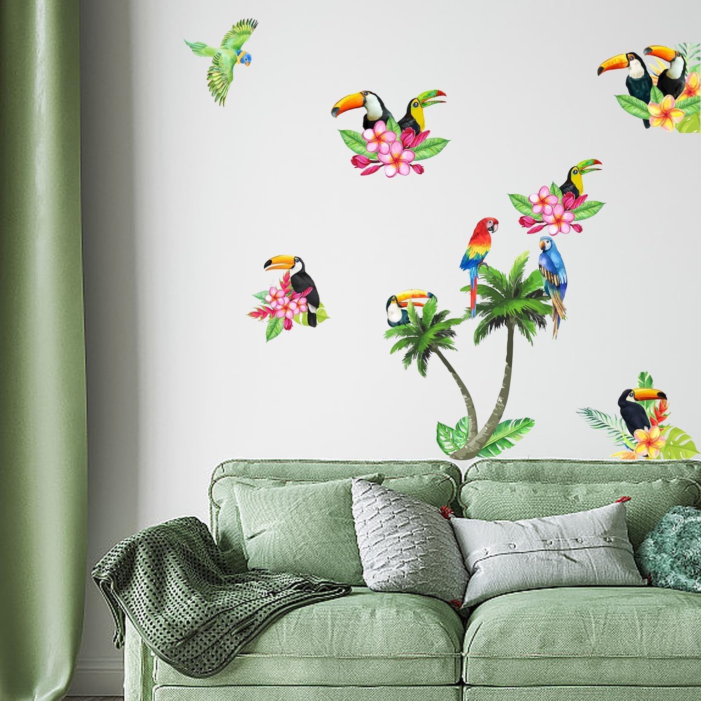 Amazon.com: PLIGREAT 7 Pcs Cute Toucan Birds Wall Stickers Vinyl ...