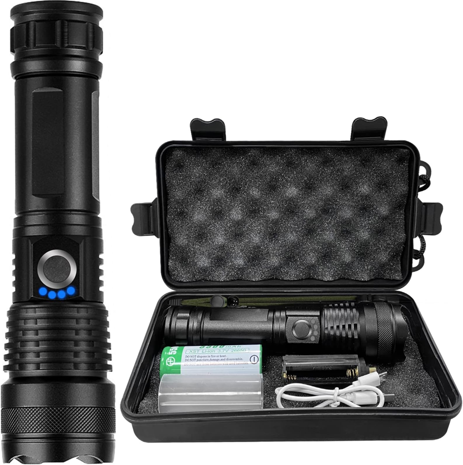 Jsdoin LED Torch Rechargeable, Torches LED Super Bright 5000 Lumens ...