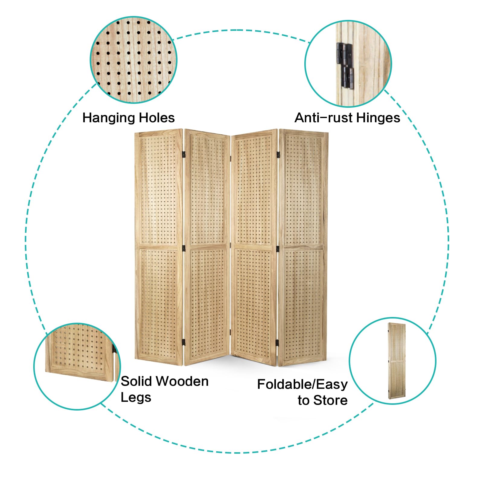 Snapklik.com : Babion 4 Panel Pegboard Display, Peg Board Room Divider ...