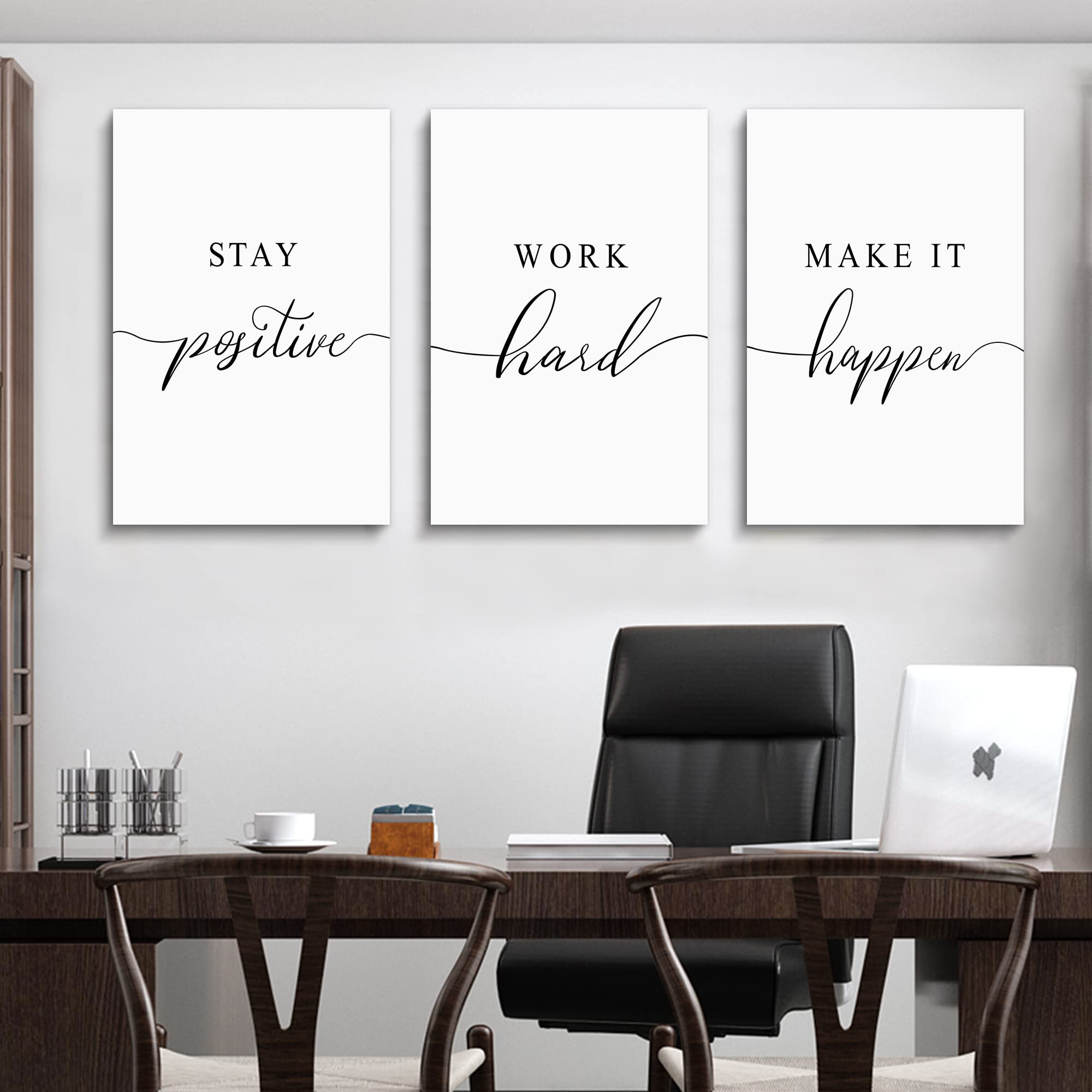 Framed Canvas Wall Art Positive Quotes, Office Wall Art Decor, White ...