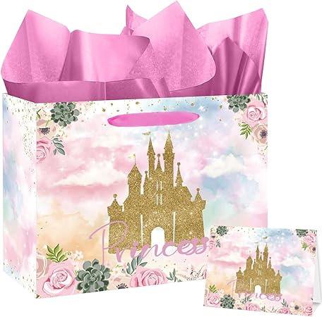 Amazon.com: Large Princess Gift Bag Princess Castle Party Favor Bag ...