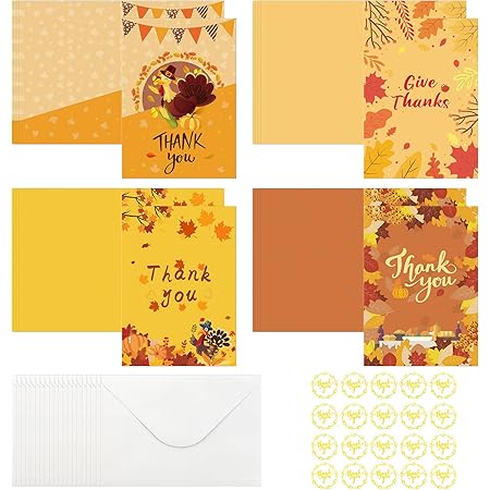 Amazon.com : Thanksgiving Cards with Envelopes, Fall Cards, 20 Sets ...
