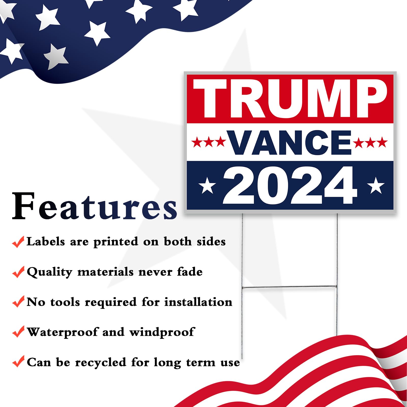 Snapklik.com : Trump Yard Signs, Trump Yard Sign 2024 18" X 12", Trump ...