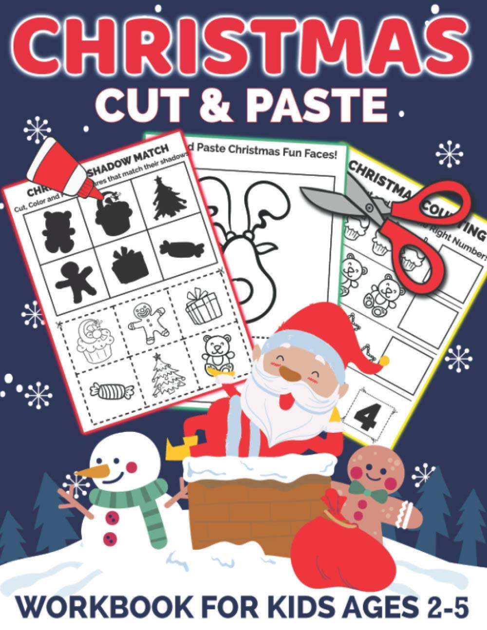 Christmas Cut and Paste Workbook for Kids Ages 2-5: A Fun Christmas ...