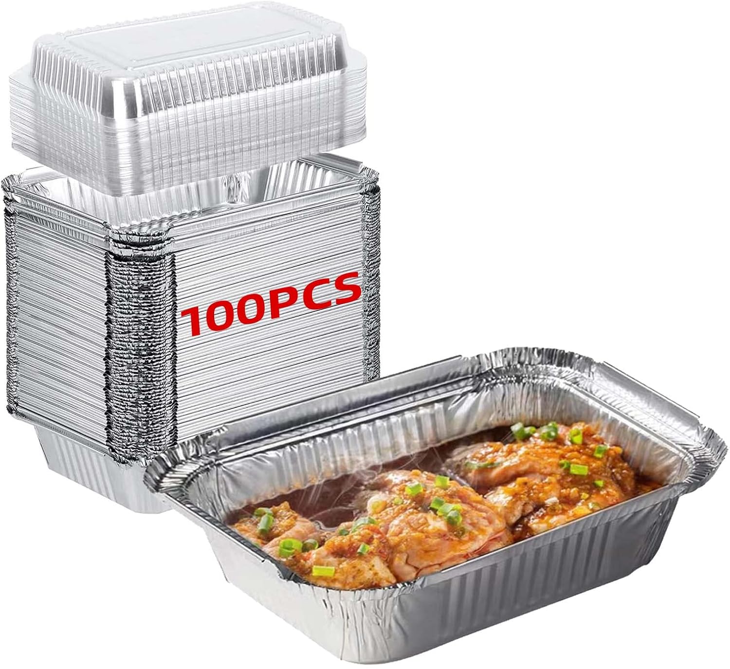 SHIXIONG Charolas de Aluminio Desechables, 100 piezas Charolas para ...