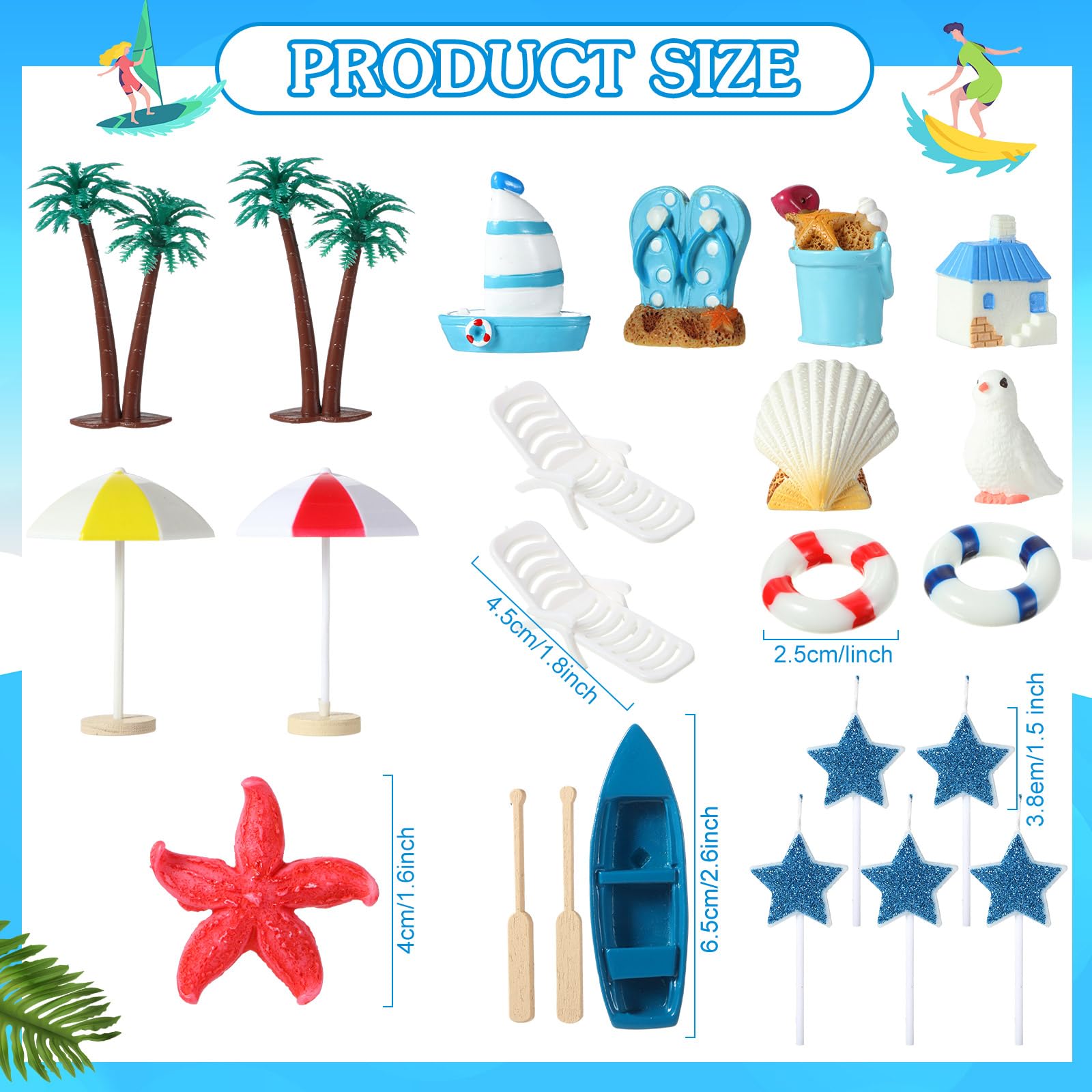 Snapklik.com : 42 PCS Beach Cake Decoration Summer Ocean Cake Toppers ...