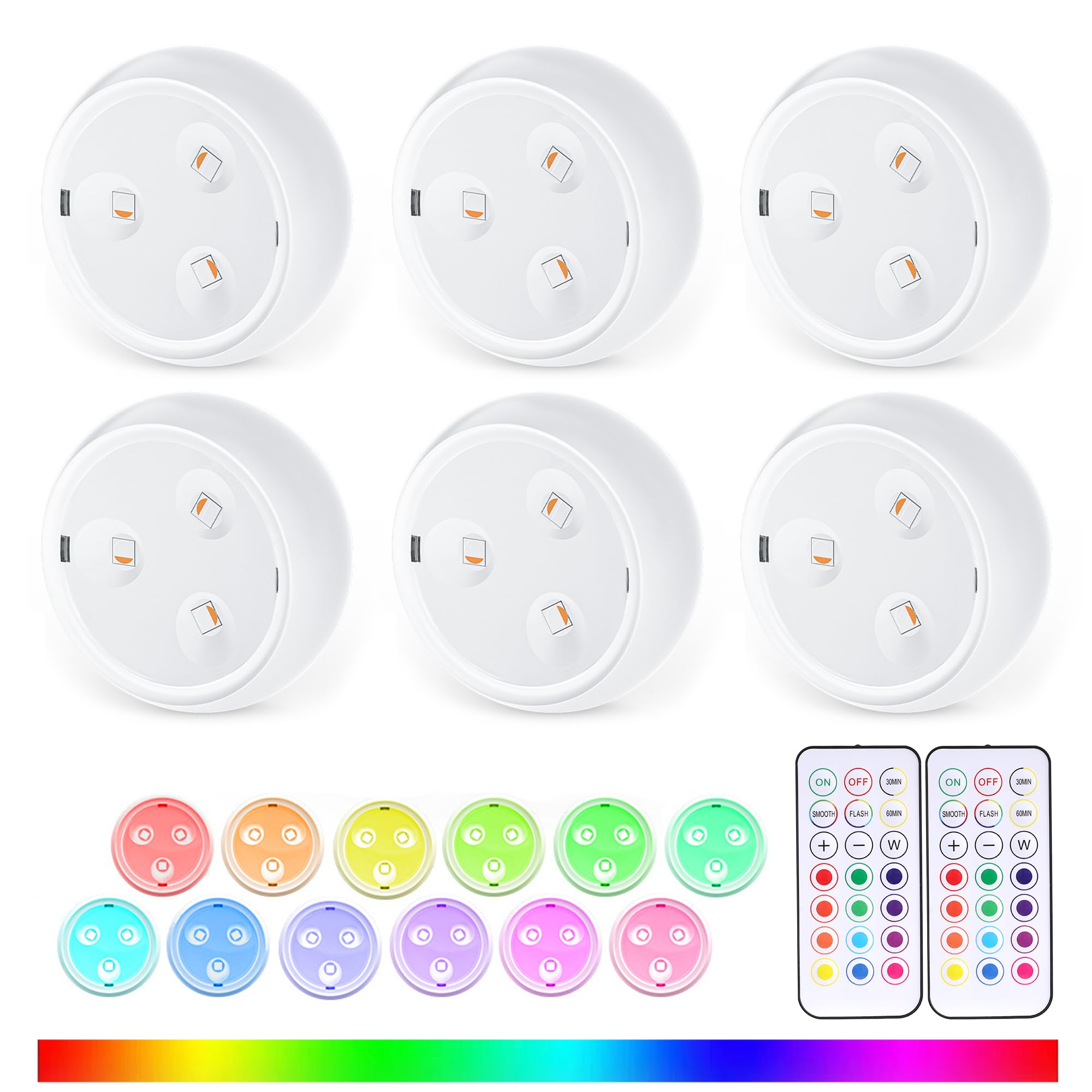 QQLXST Puck Light with Remote, 13 Color Changeable, AAA Battery ...