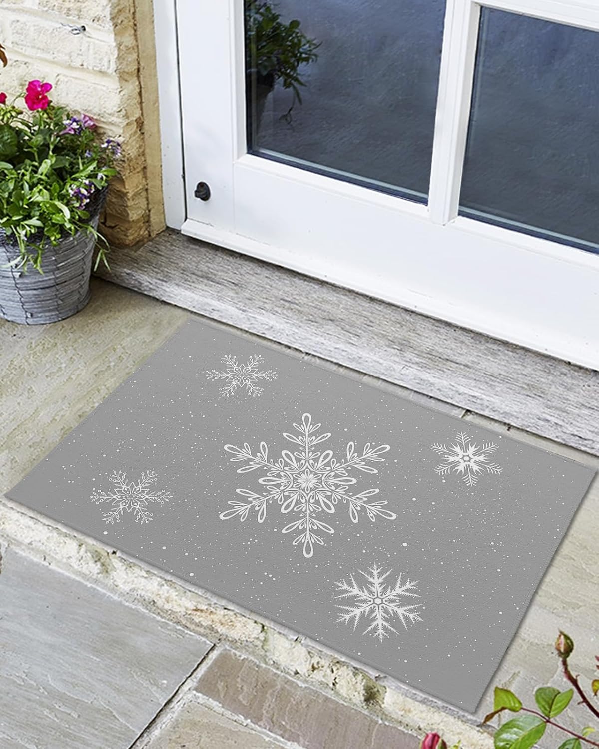 Amazon.com: Snowflake Welcome Mat Indoor Outdoor Entryway Absorbent ...