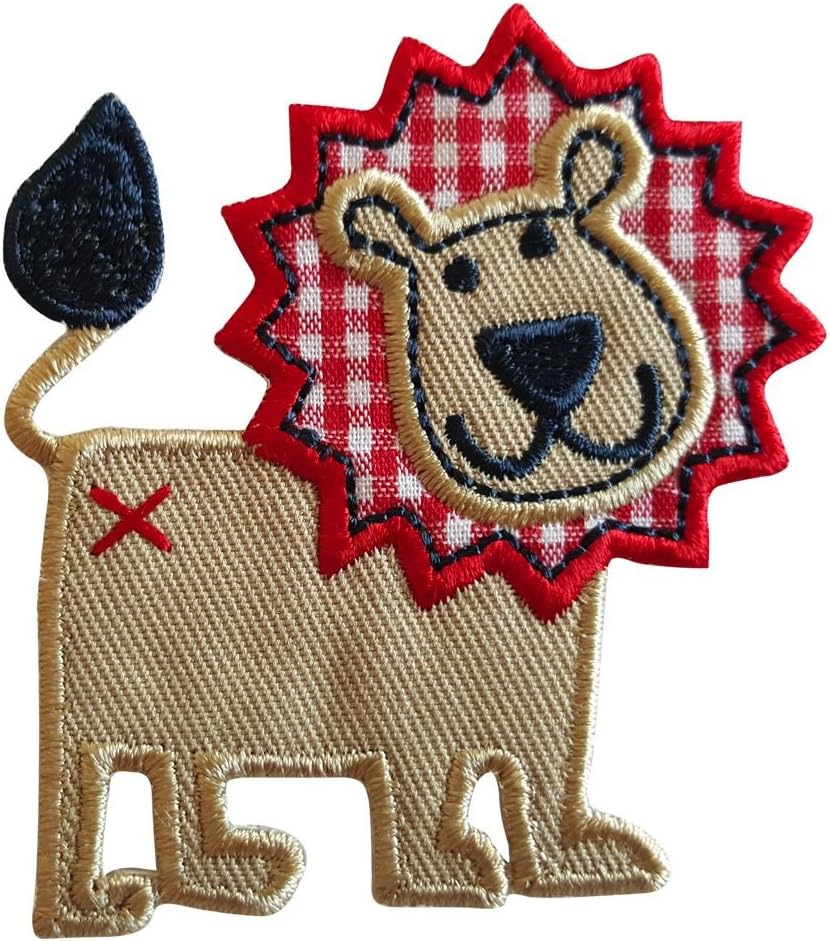 Löwe 6X7cm Aufbügler flicken Stoff Patch Kleider Aufnäher : Amazon.de ...