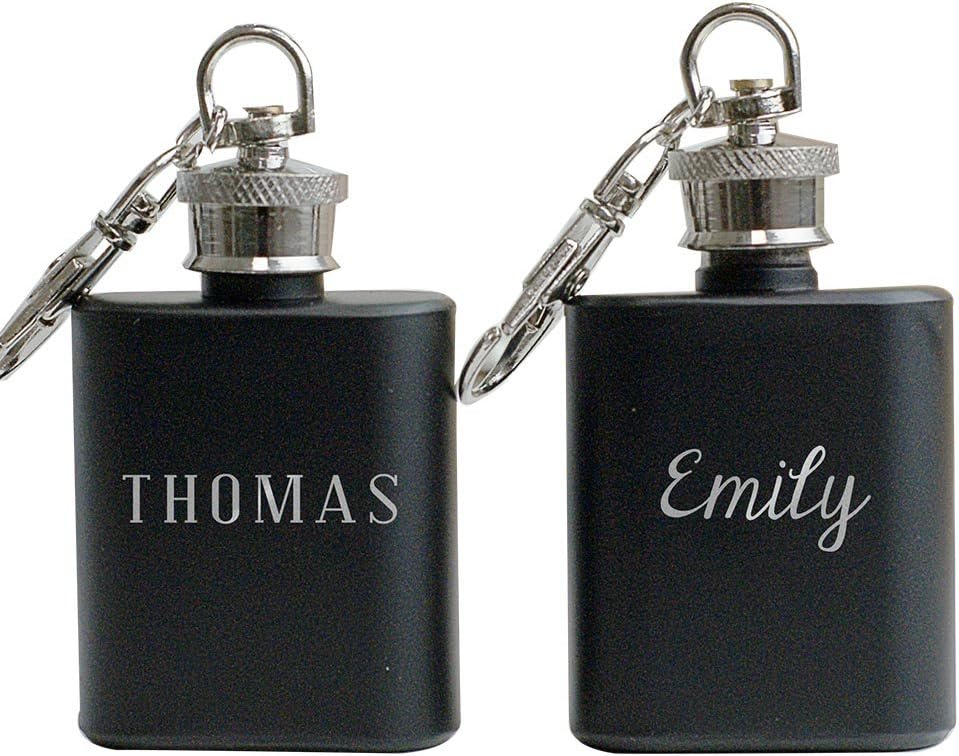 Amazon.com | Any Name Engraved Mini Flask Key Chain, Steel, 1 oz ...