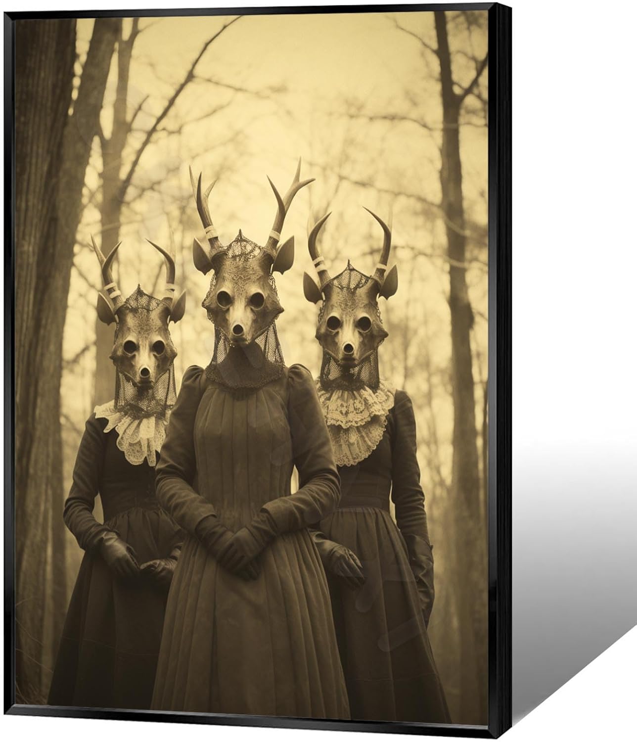 Amazon.com: Vintage Horror Skeleton Spooky Three Skull In Occult Forest ...